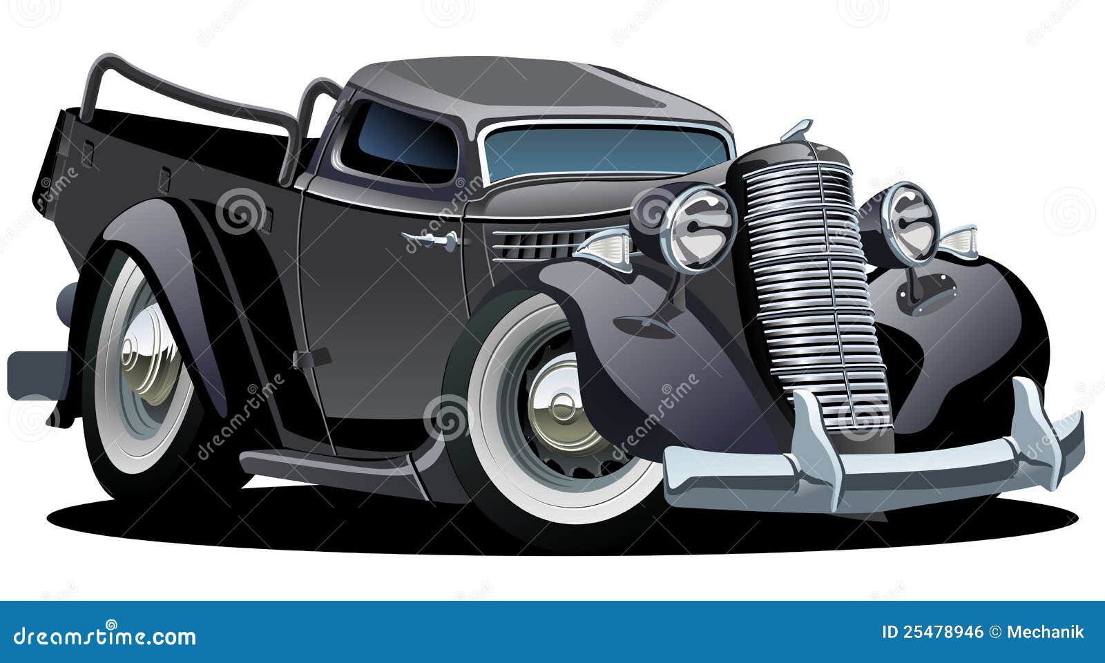 Vector Cartoon Retro Pickup Stock Vector - Illustration of ride ...