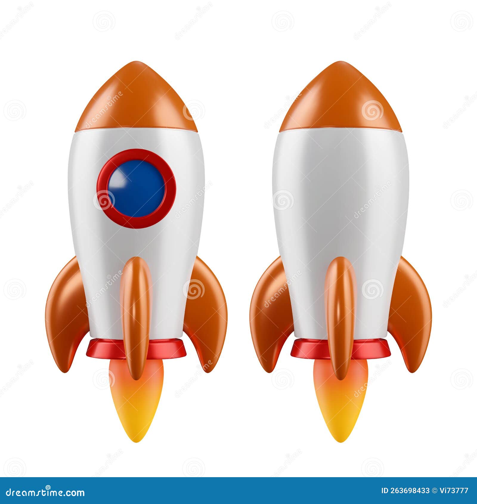 Vector Cartoon Rocket from Different Angles. 3d Spaceship Illustration ...