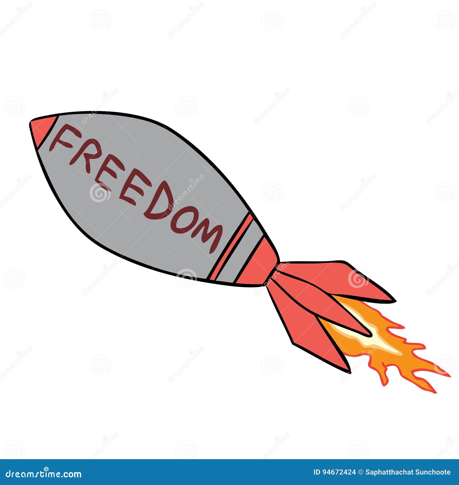 Vector Cartoon Rocket Freedom Stock Vector - Illustration of flat, fire ...