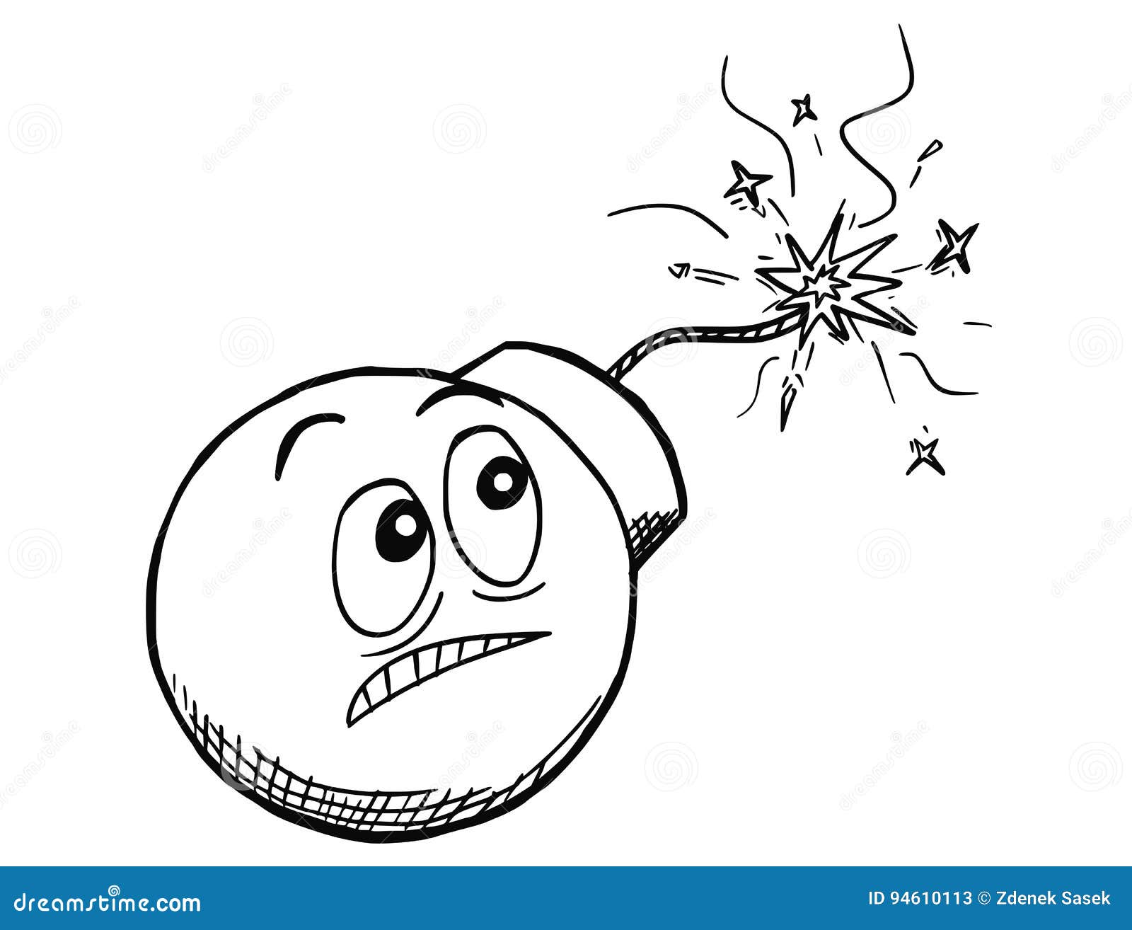 Vector Cartoon Of Scared Bomb Watching Its Fuse Burning | CartoonDealer ...
