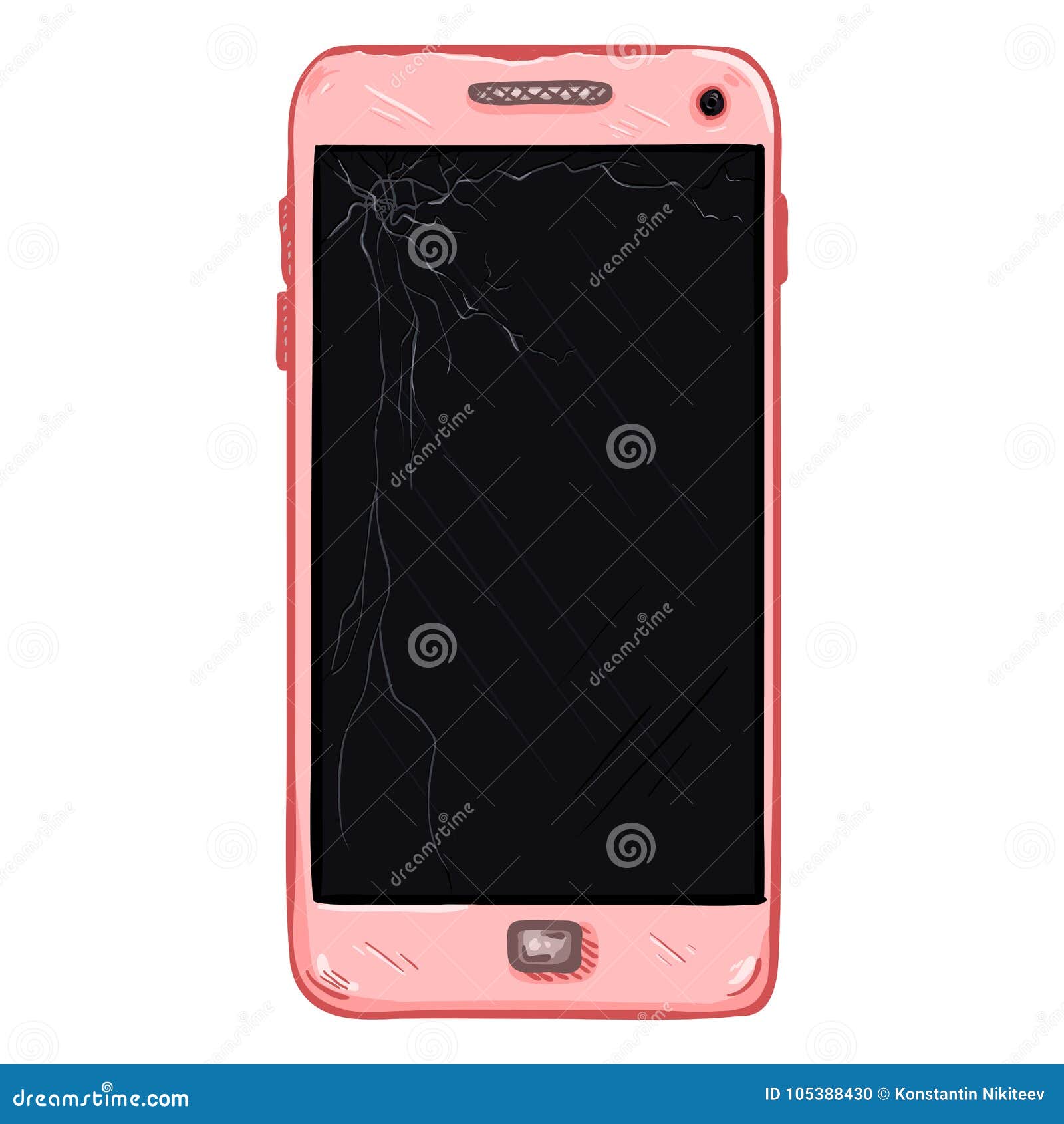 Vector Cartoon Scratched Smartphone with Broken Display Stock Vector ...