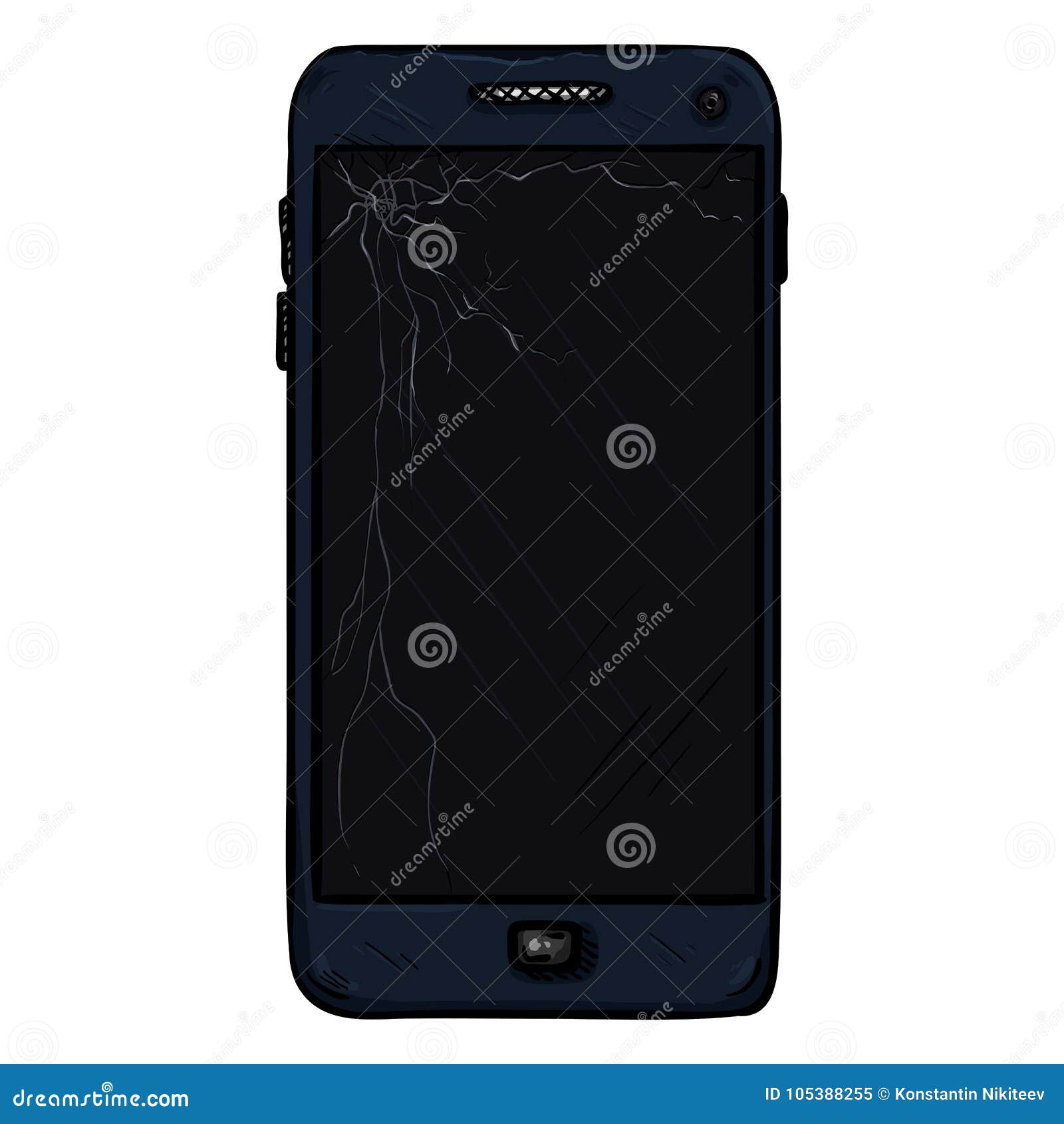 Vector Cartoon Scratched Smartphone with Broken Display Stock Vector ...