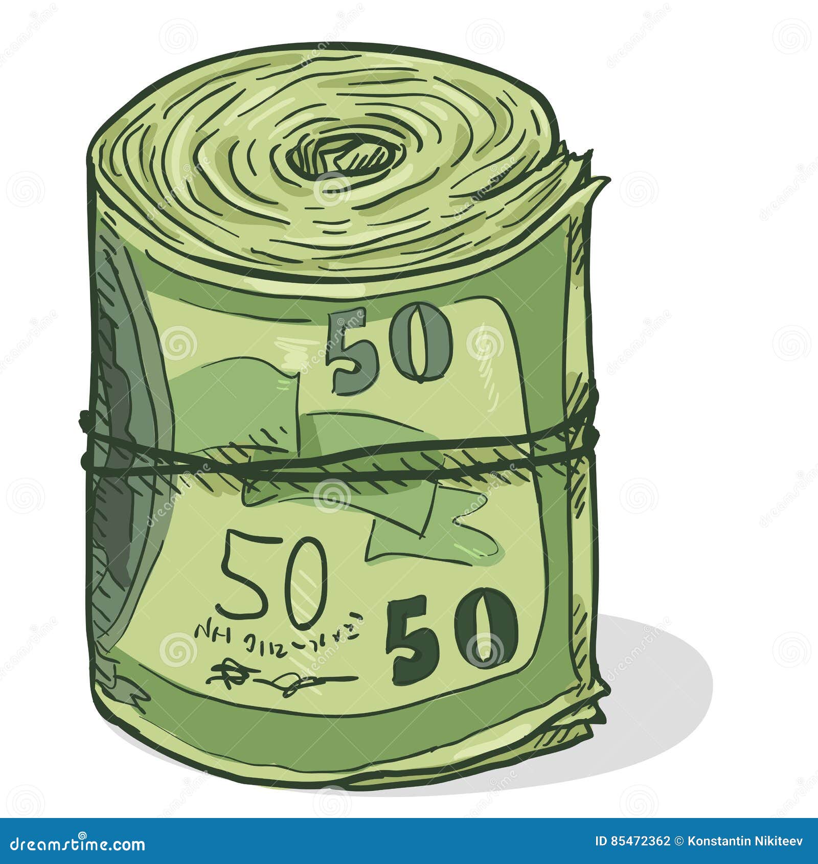 Cartoon Banknotes And Coins. Green Dollar Bill Packs, Bundles, Stacks ...