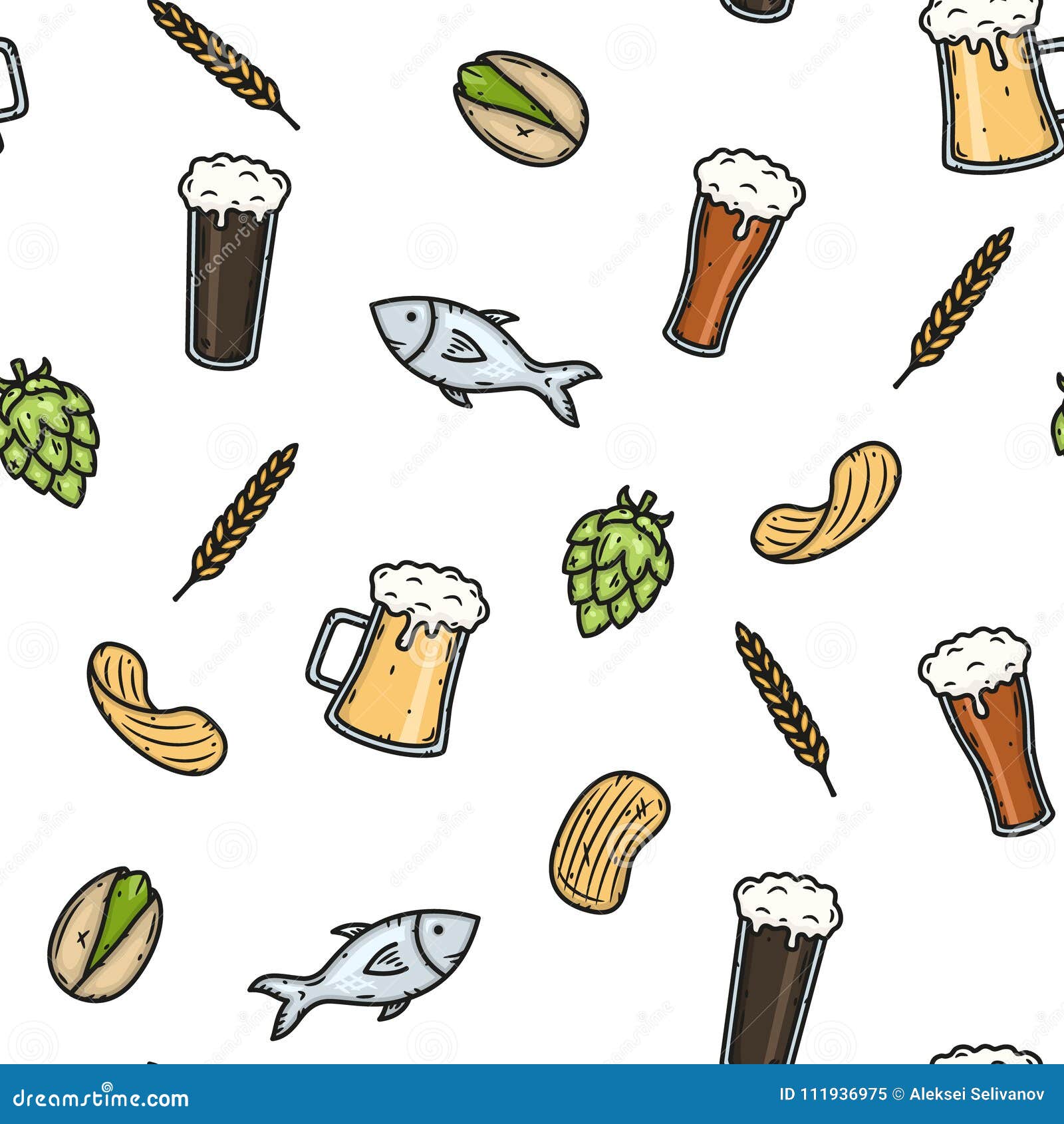 Vector Cartoon Seamless Beer Pattern. Vector Illustration. Stock Vector ...