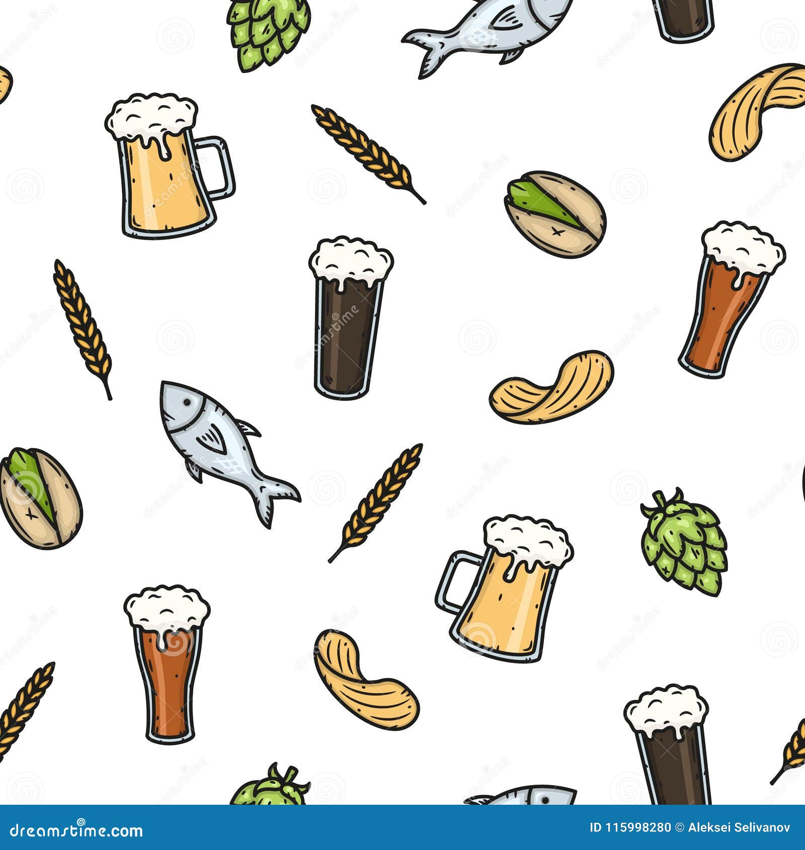Vector Cartoon Seamless Beer Pattern. Vector Illustration. Stock Vector ...