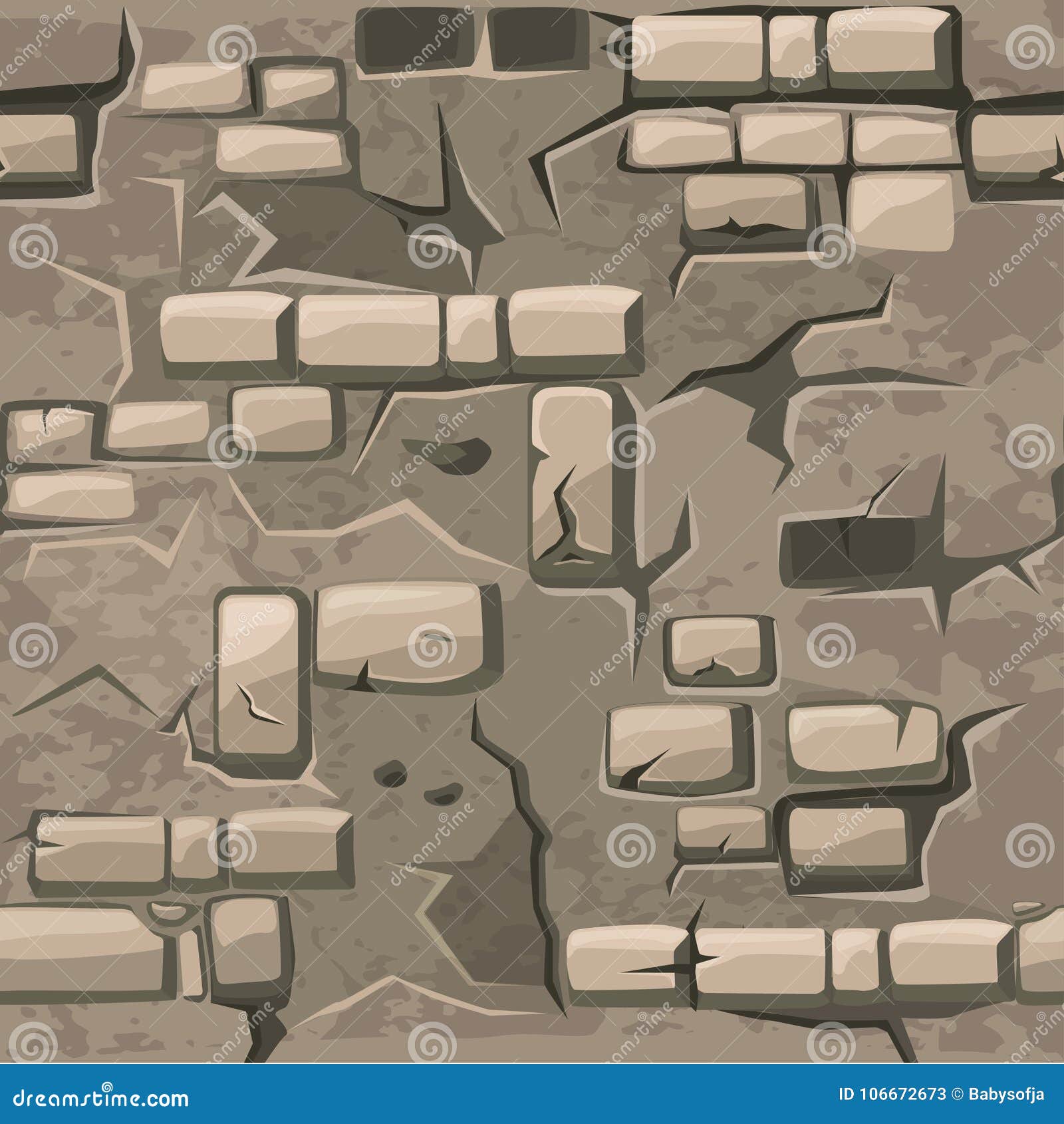 Vector Cartoon Seamless Pattern Texture Old Crack Brick Wall Stock ...
