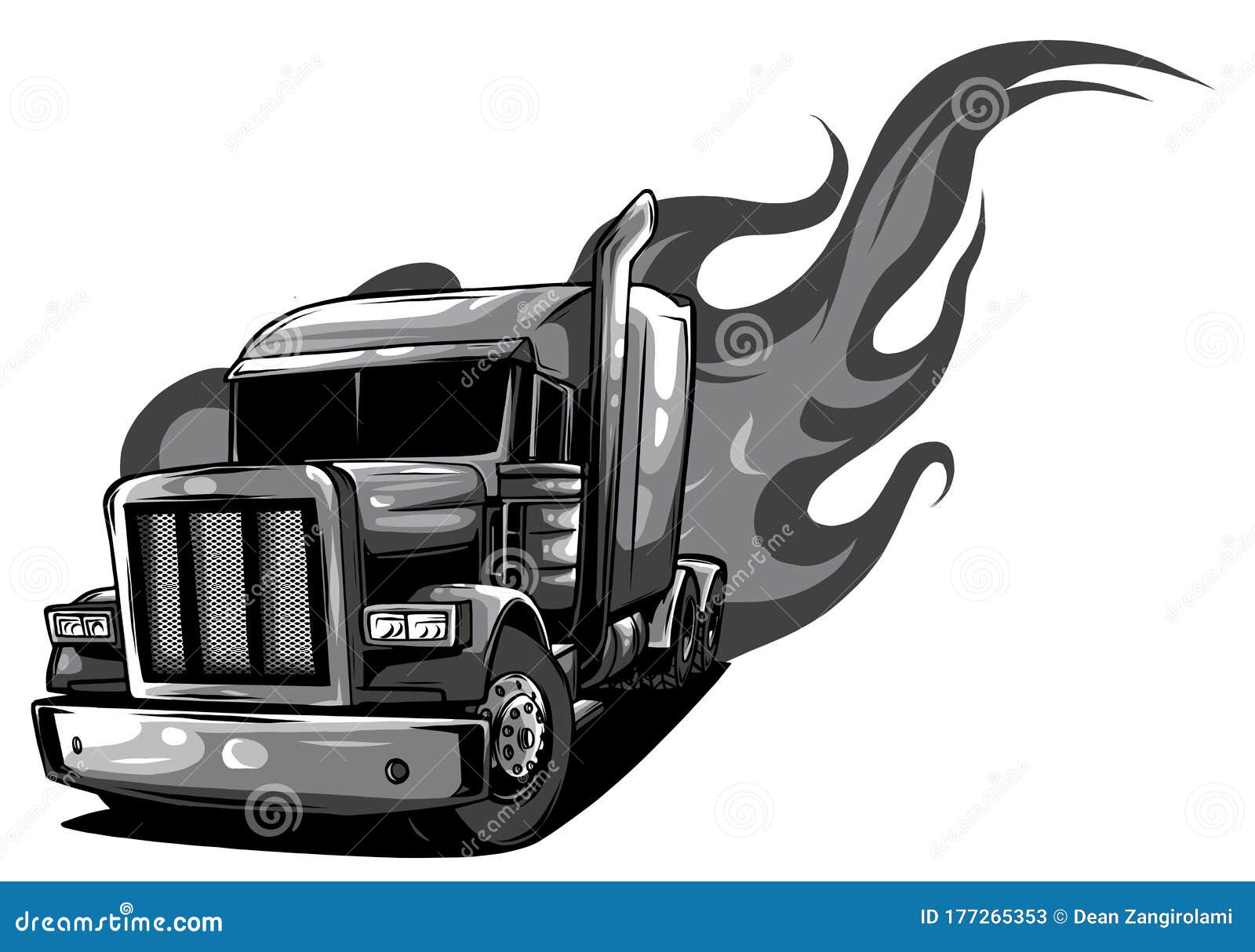 Vector Cartoon Semi Truck. One-click Repaint Vector | CartoonDealer.com ...