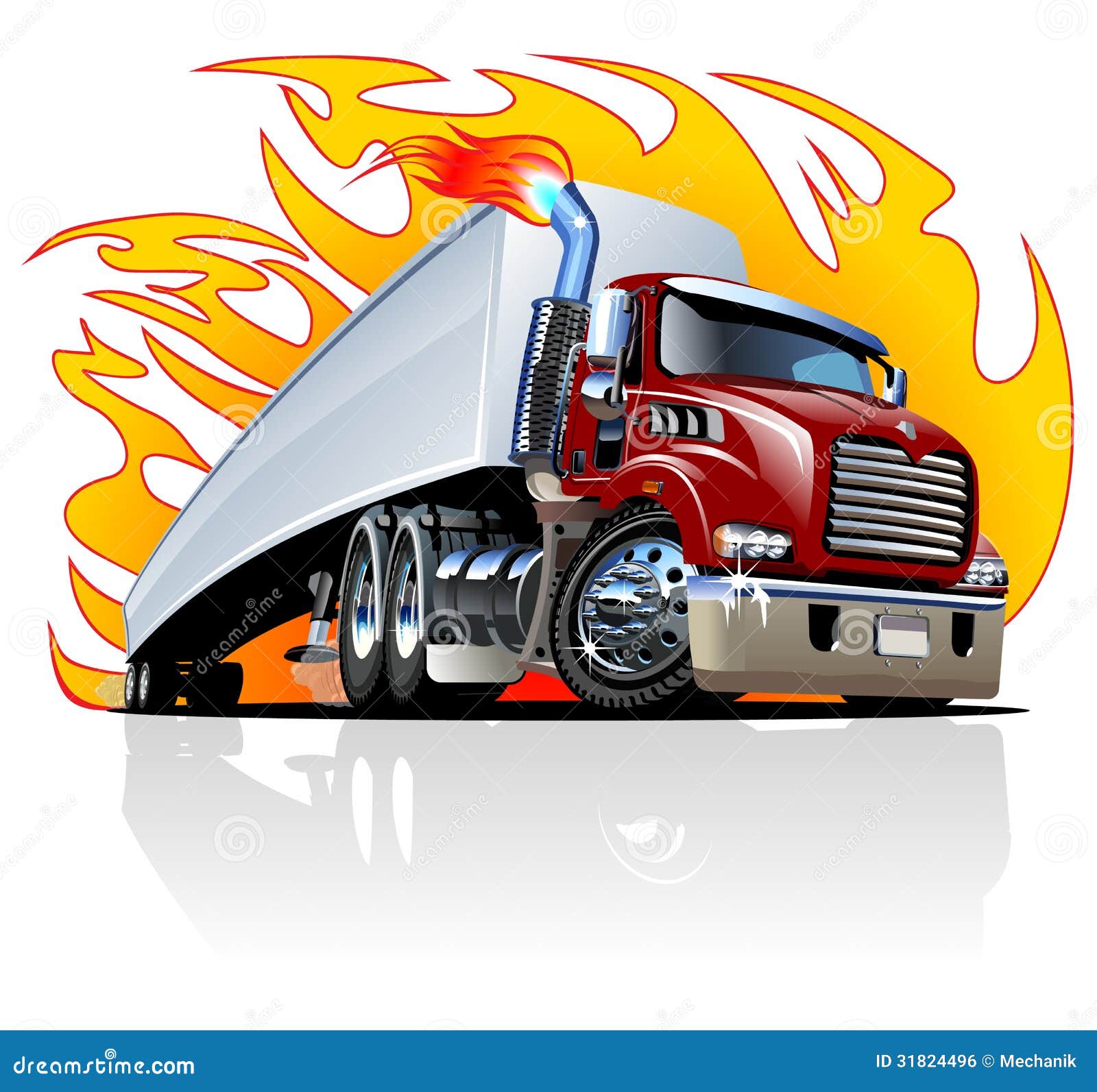 Vector Cartoon Semi Truck. One-click Repaint Stock Vector ...