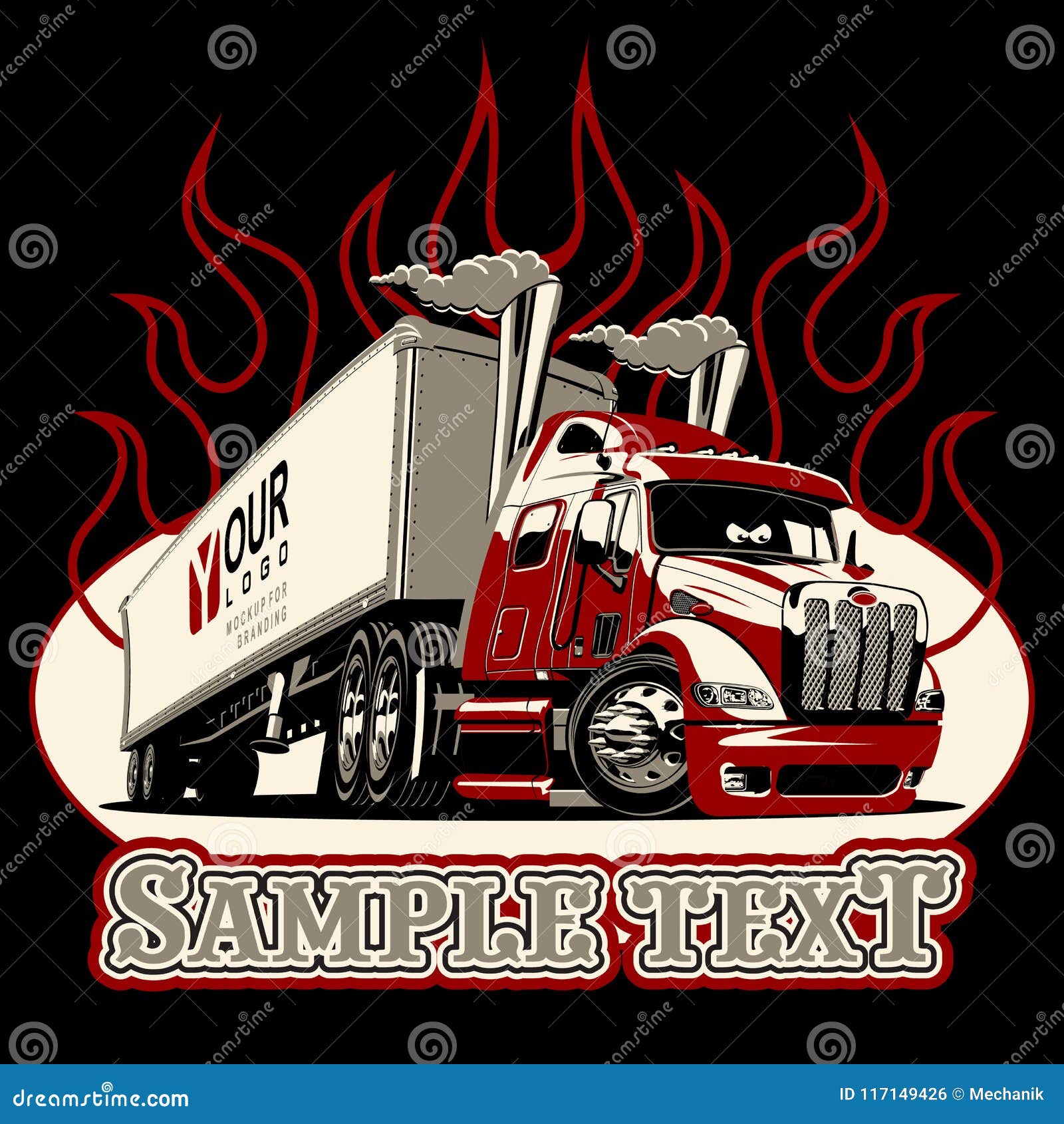 Vector Cartoon Semi Truck Template Stock Vector - Illustration of ...