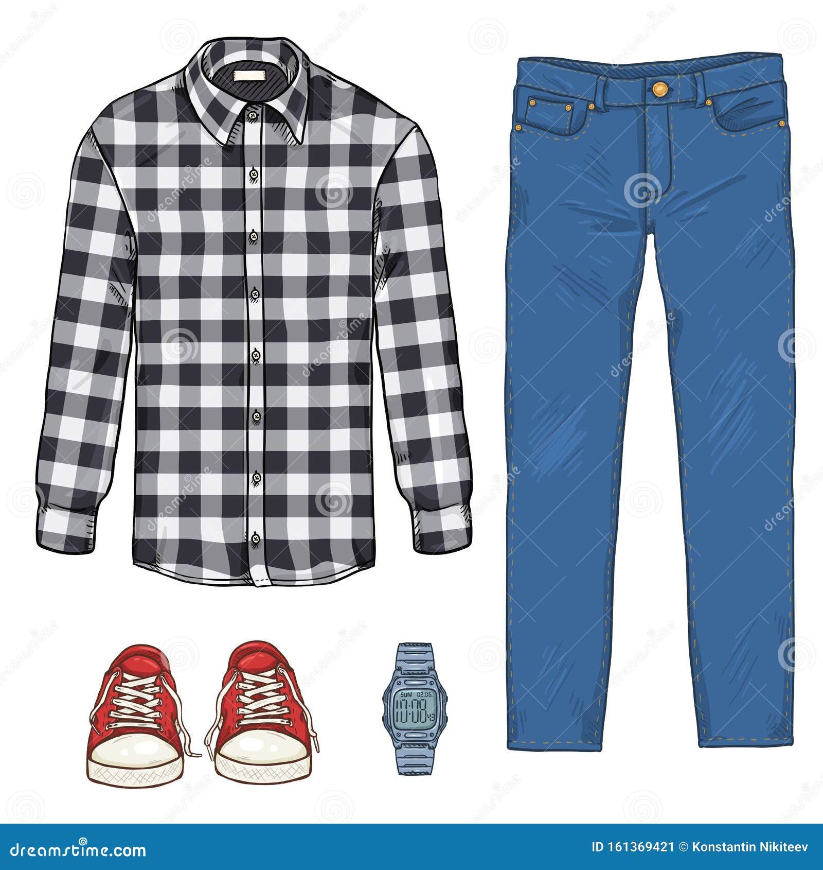 Vector Cartoon Set of Casual Clothing Stock Vector - Illustration of ...