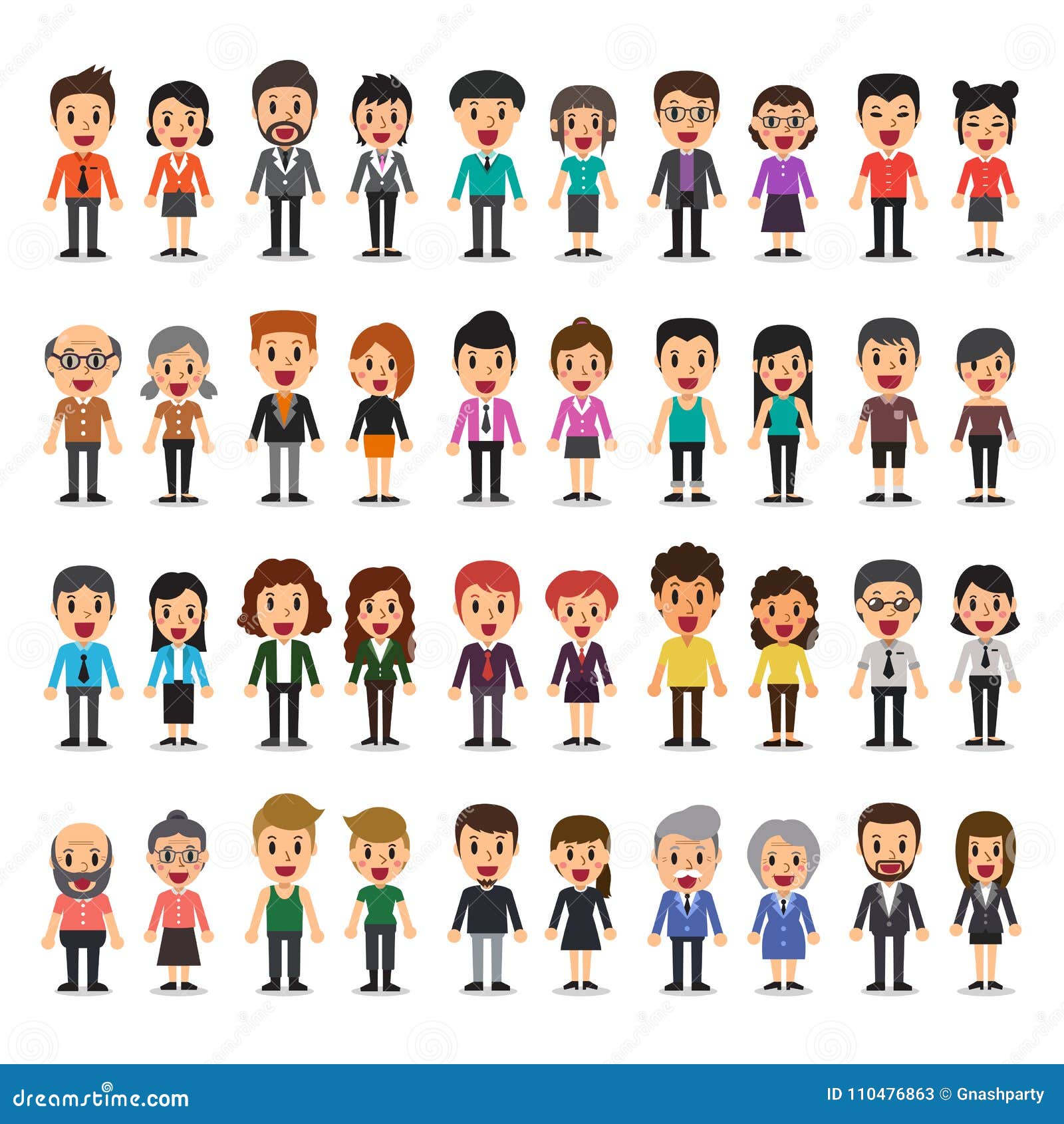 Vector Cartoon Set of Diverse Happy People Stock Vector - Illustration ...