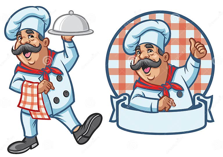 Cartoon set of happy chef stock vector. Illustration of cheerful ...