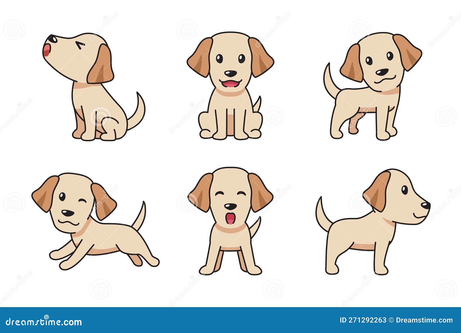 Vector Cartoon Set of Labrador Retriever Dog Stock Vector ...