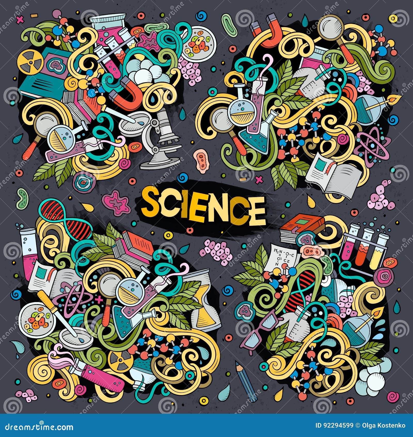 Vector Cartoon Set of Science Doodles Designs Stock Vector ...