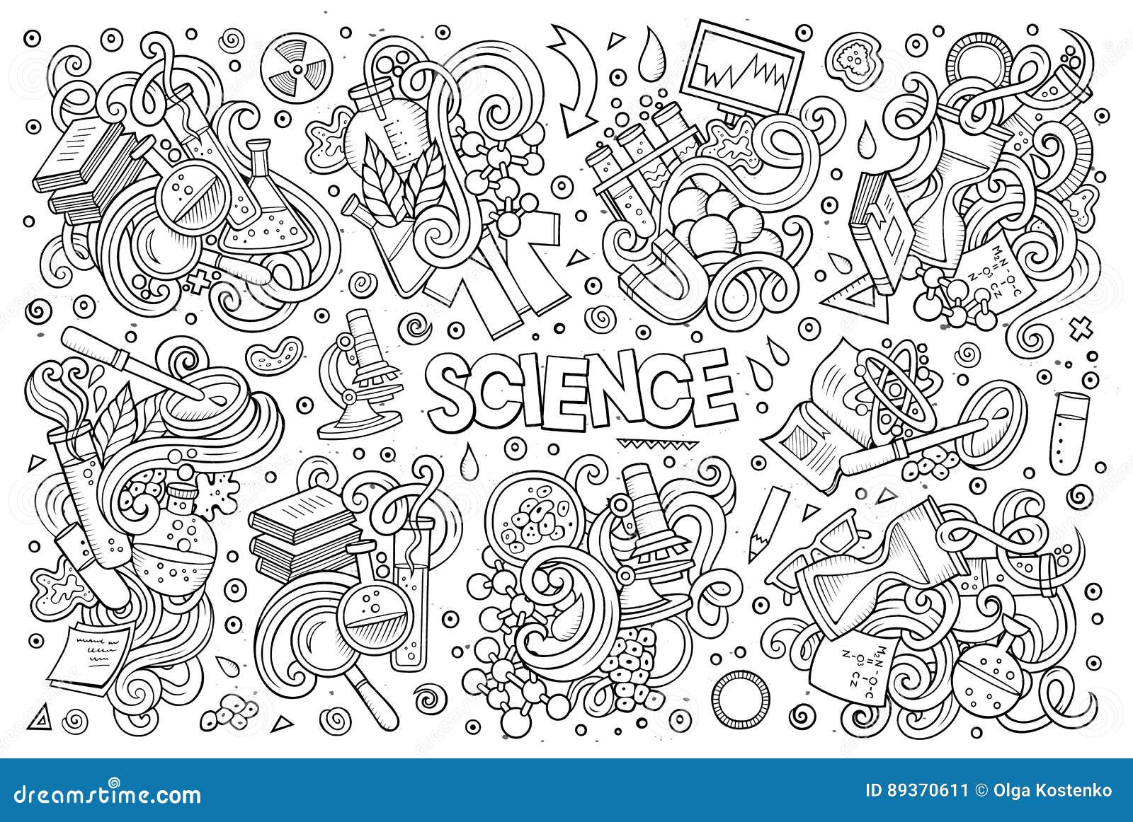 Vector Cartoon Set of Science Theme Doodles Design Elements Stock ...