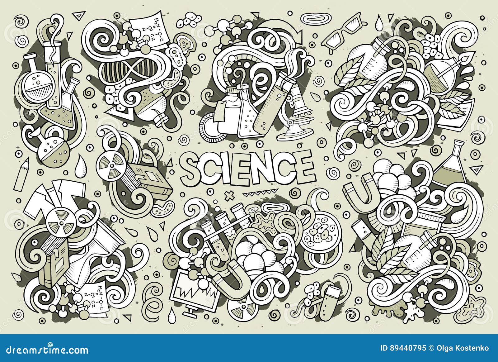 Vector Cartoon Set of Science Theme Doodles Design Elements Stock ...