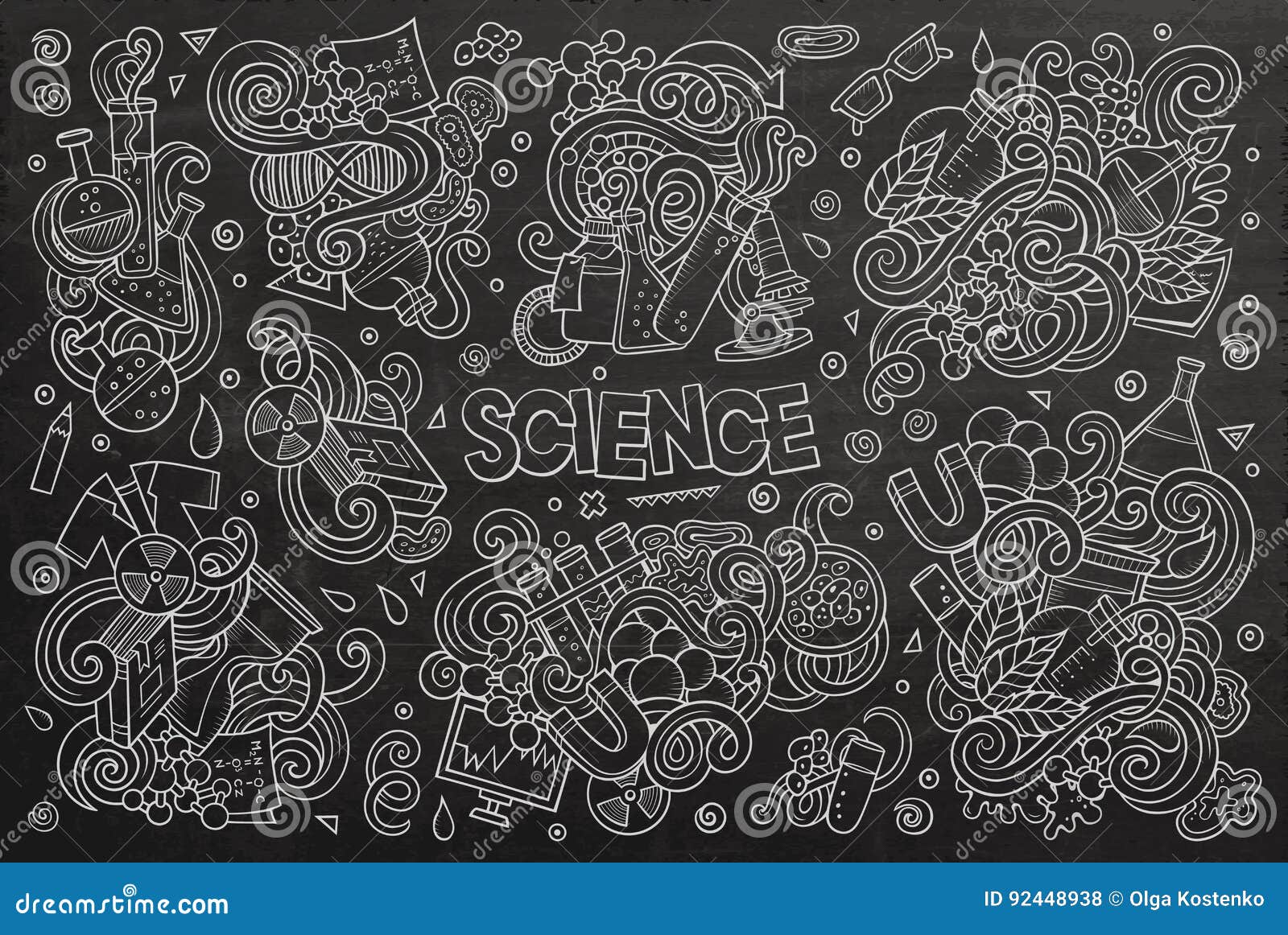 Vector Cartoon Set of Science Theme Doodles Design Elements Stock ...