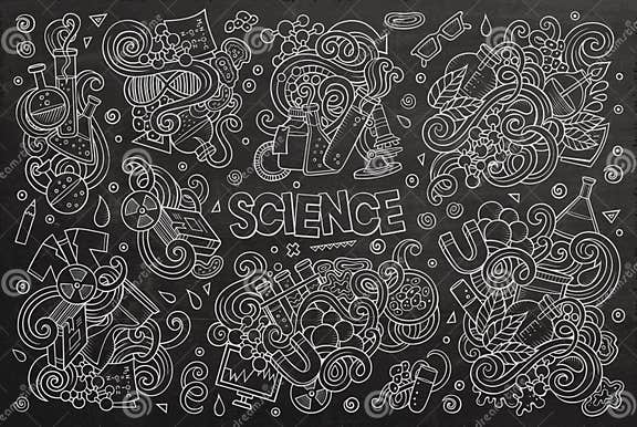 Vector Cartoon Set of Science Theme Doodles Design Elements Stock ...
