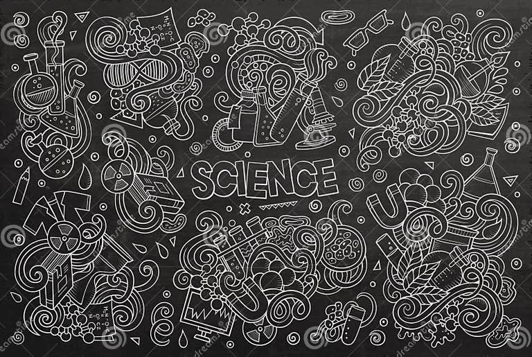 Vector Cartoon Set of Science Theme Doodles Design Elements Stock ...