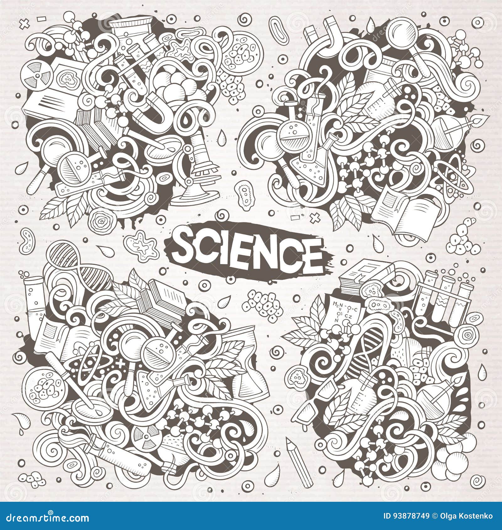 Vector Cartoon Set of Science Theme Doodles Design Elements Stock ...