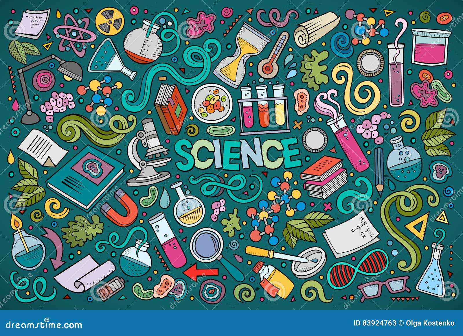 Vector Cartoon Set of Science Theme Objects and Symbols Stock Vector ...