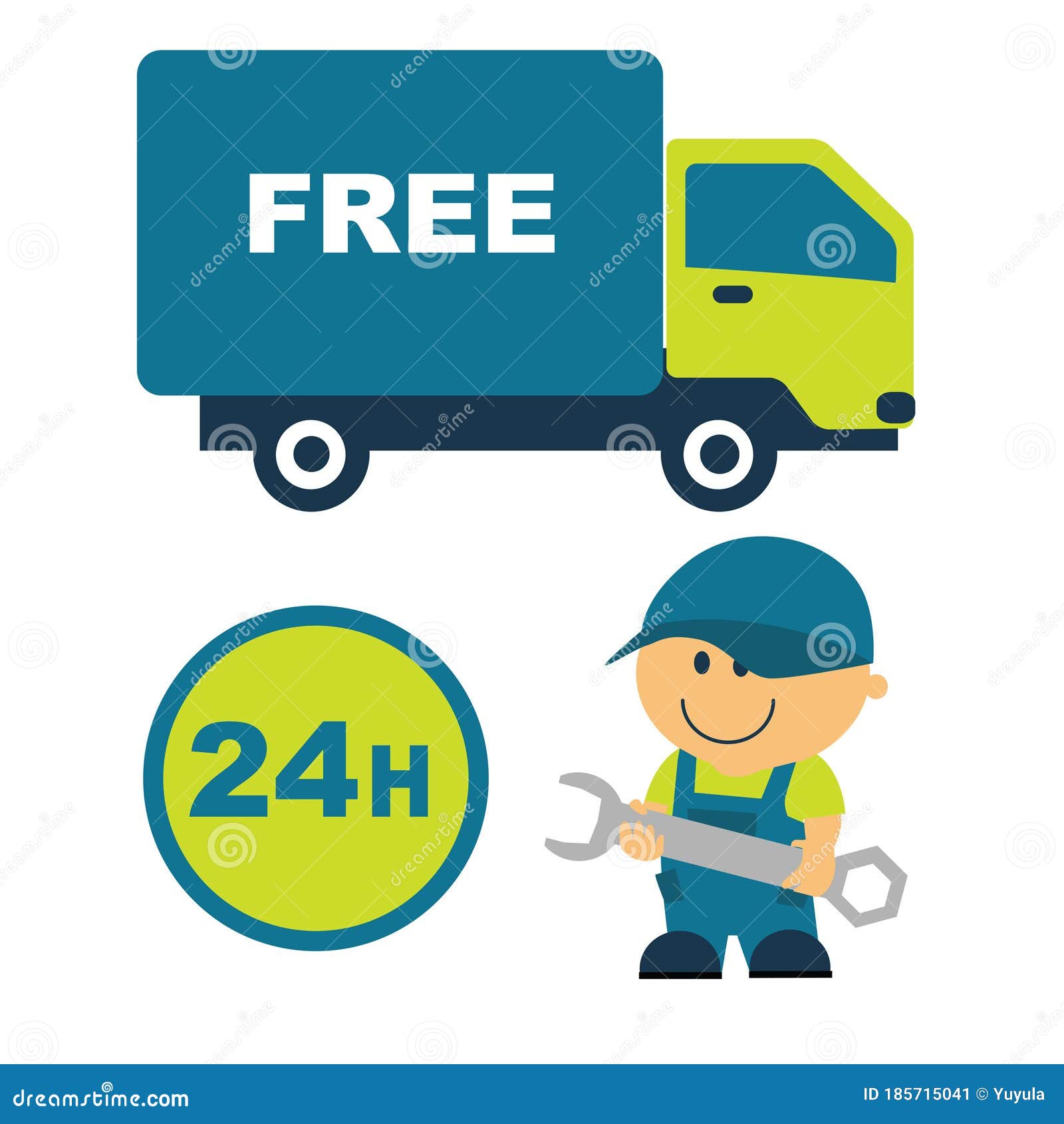 Vector Cartoon Set of Service Icons Stock Illustration - Illustration ...