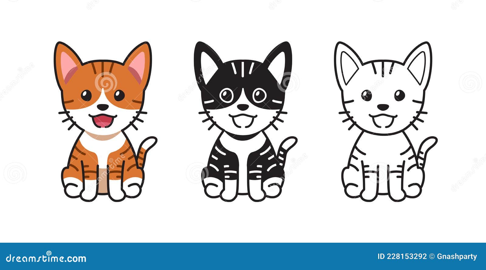 Vector Cartoon Set of Tabby Cat Stock Vector - Illustration of head ...