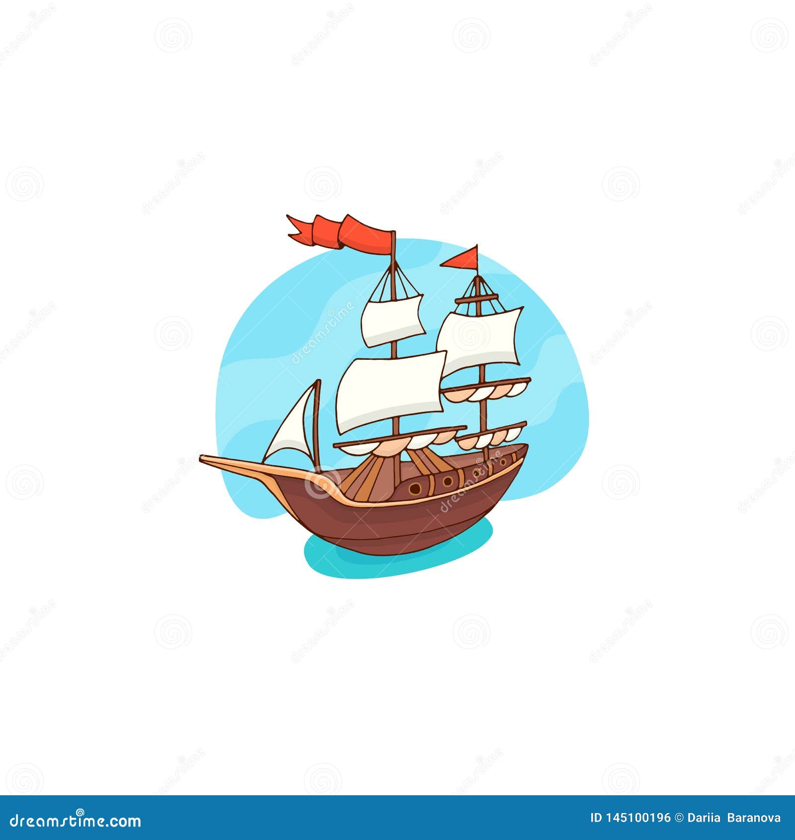 Vector Cartoon Ship Isolated on White Background Stock Vector ...
