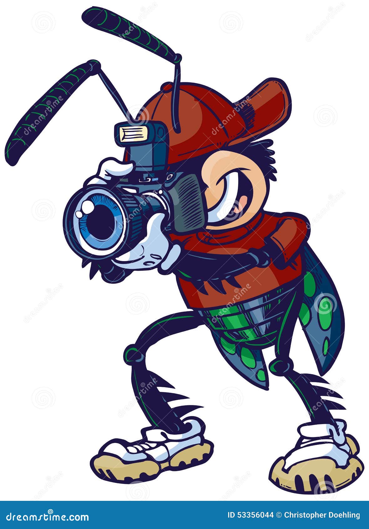 Vector Cartoon Shutter Bug with Camera Stock Vector - Illustration of ...