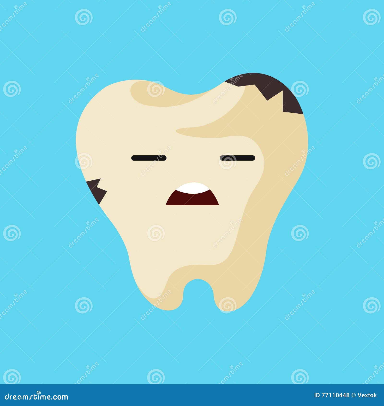 Vector cartoon sick tooth. stock vector. Illustration of cavity - 77110448