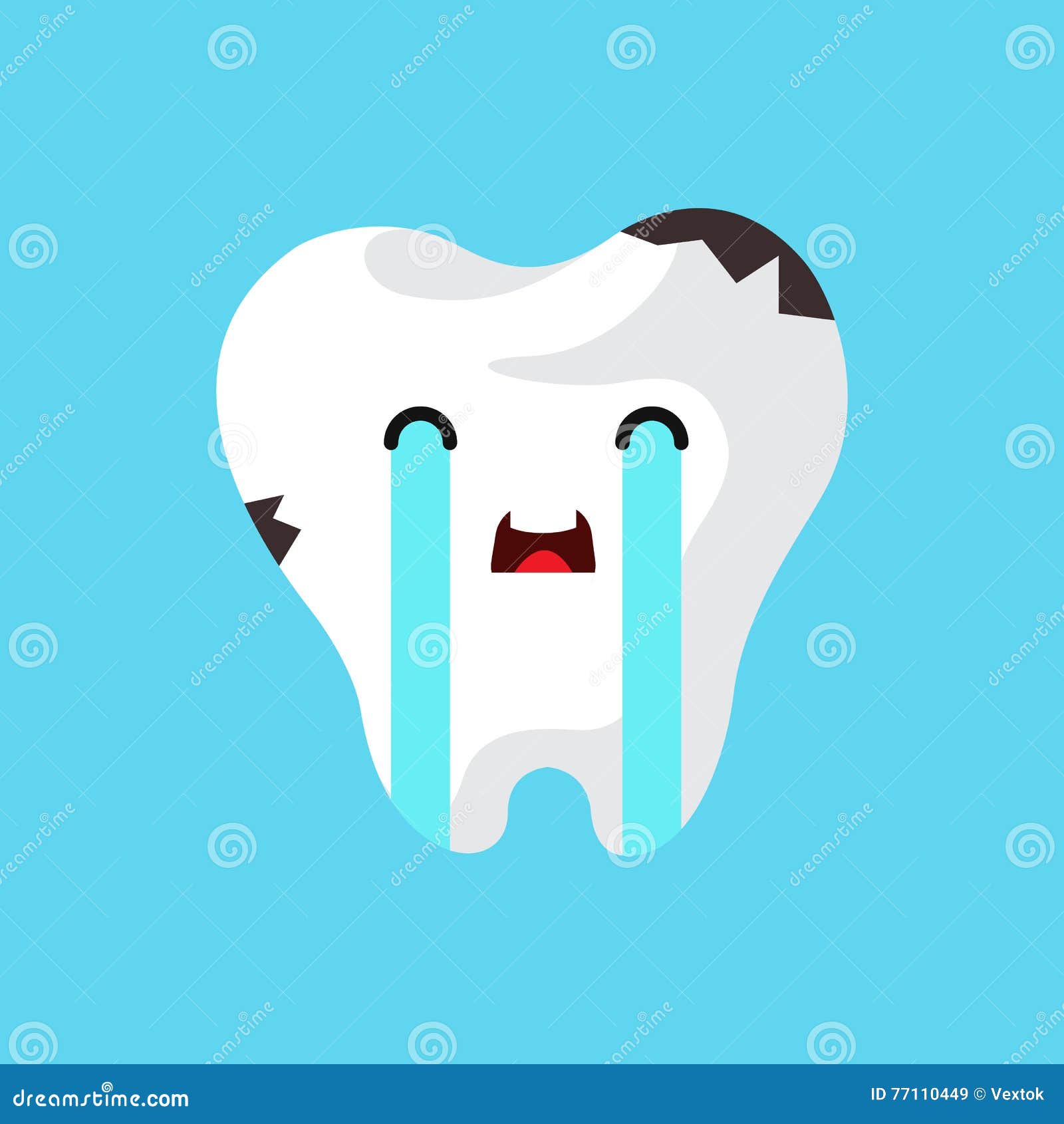 Vector cartoon sick tooth. stock vector. Illustration of decay - 77110449