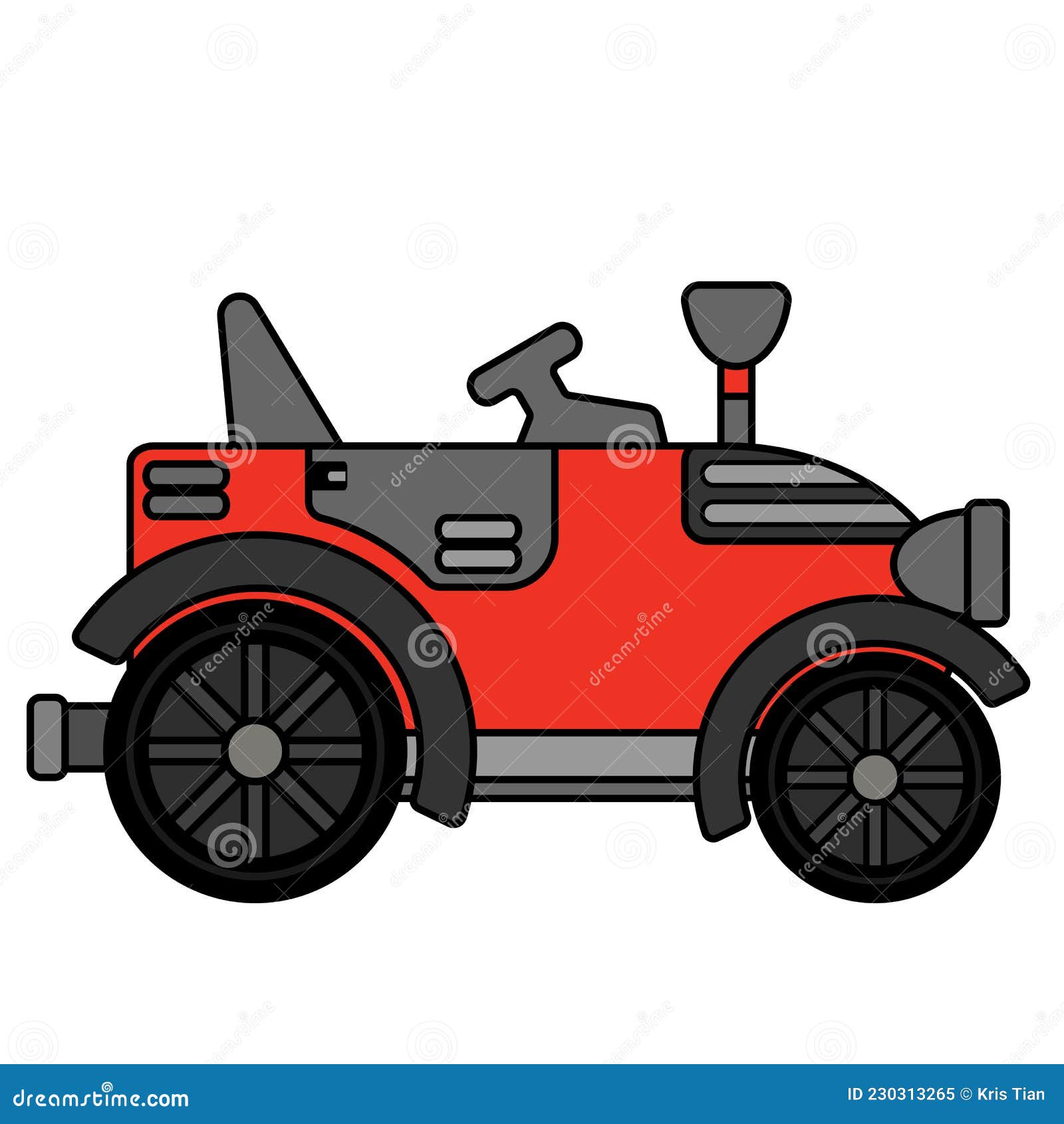 Vector Cartoon Simple Tractor Vehicle Stock Vector - Illustration of ...