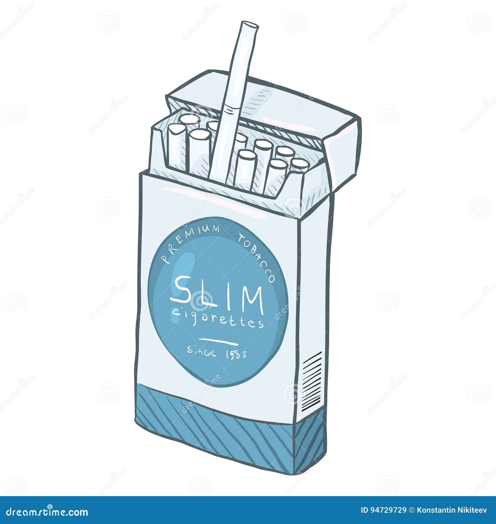 Vector Cartoon Slim Box of Cigarettes. Premium Tobacco. Stock Vector ...