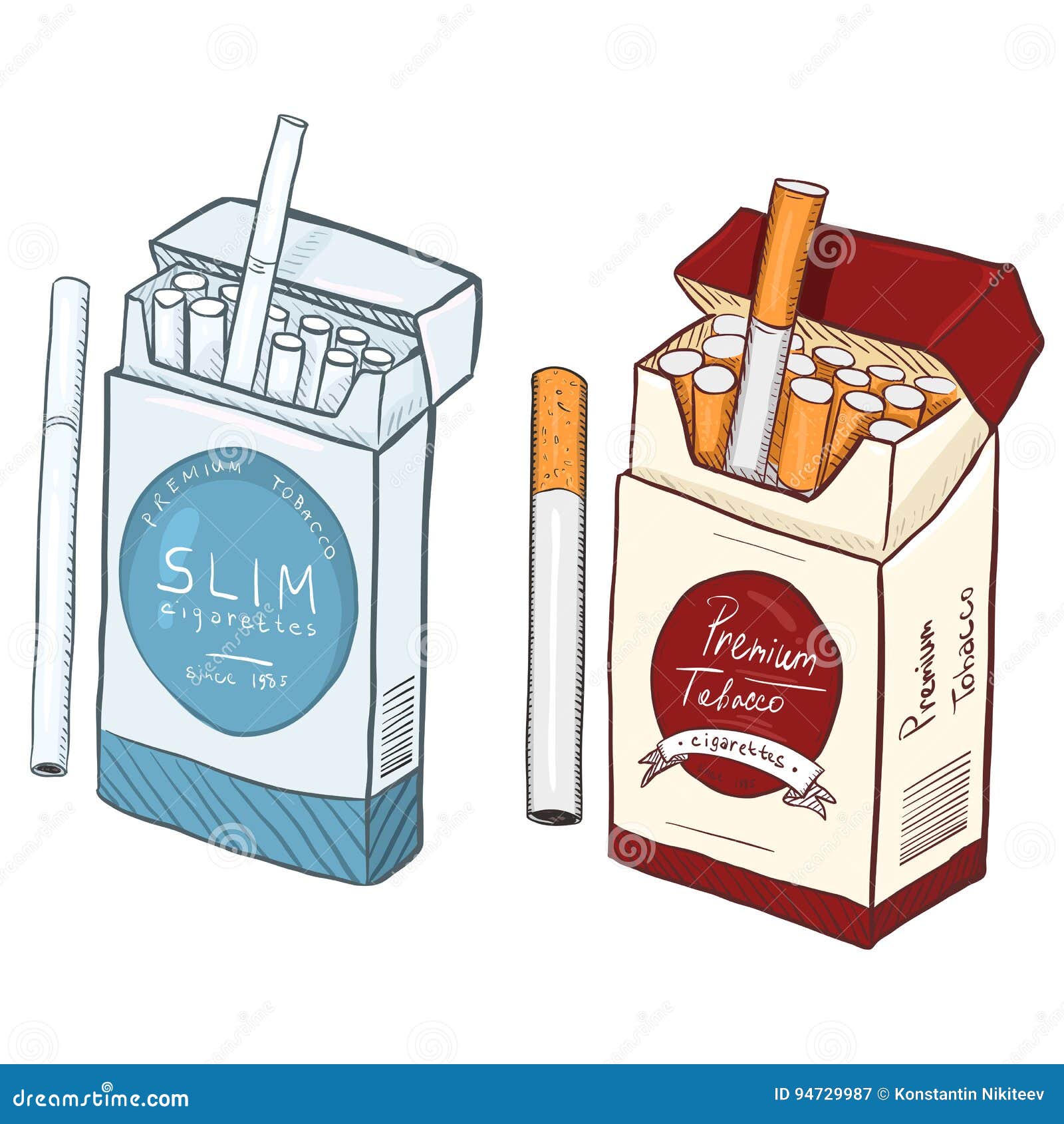 Vector Cartoon Slim and Regular Cigarette Boxes Stock Vector ...