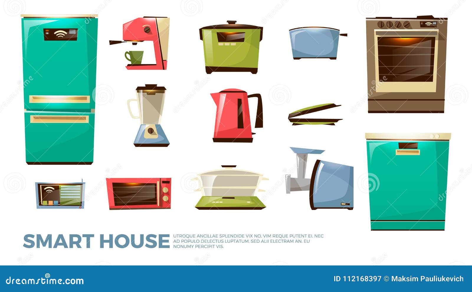 Vector Cartoon Smart Kitchen Wireless Appliances Stock Vector ...