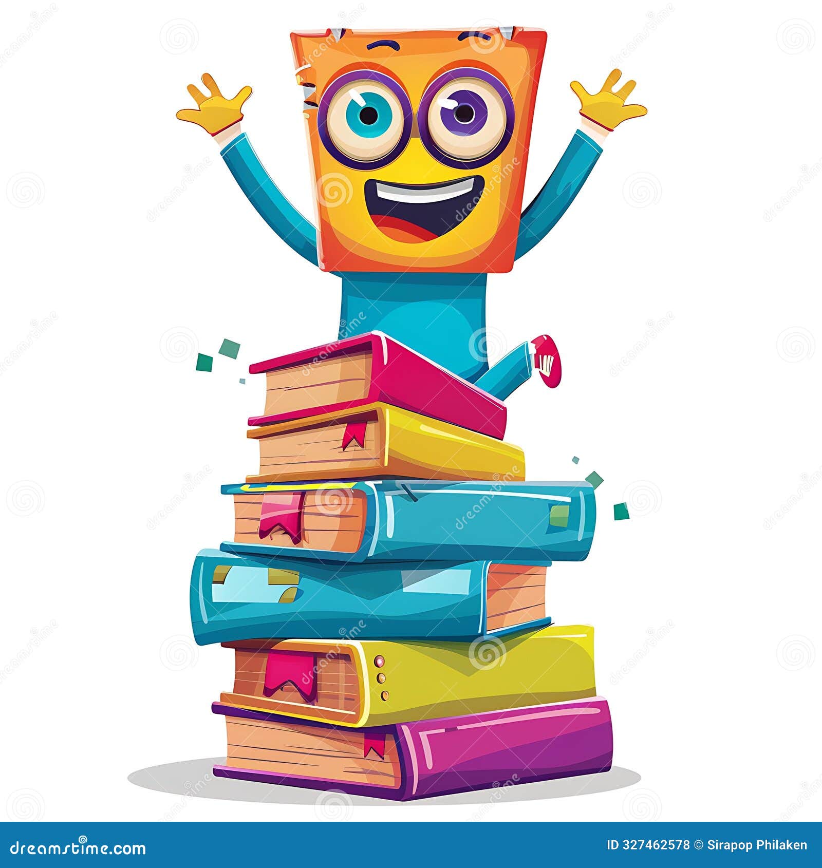 8. a Vector Cartoon of a Smiling Book Character Standing on Top of a ...