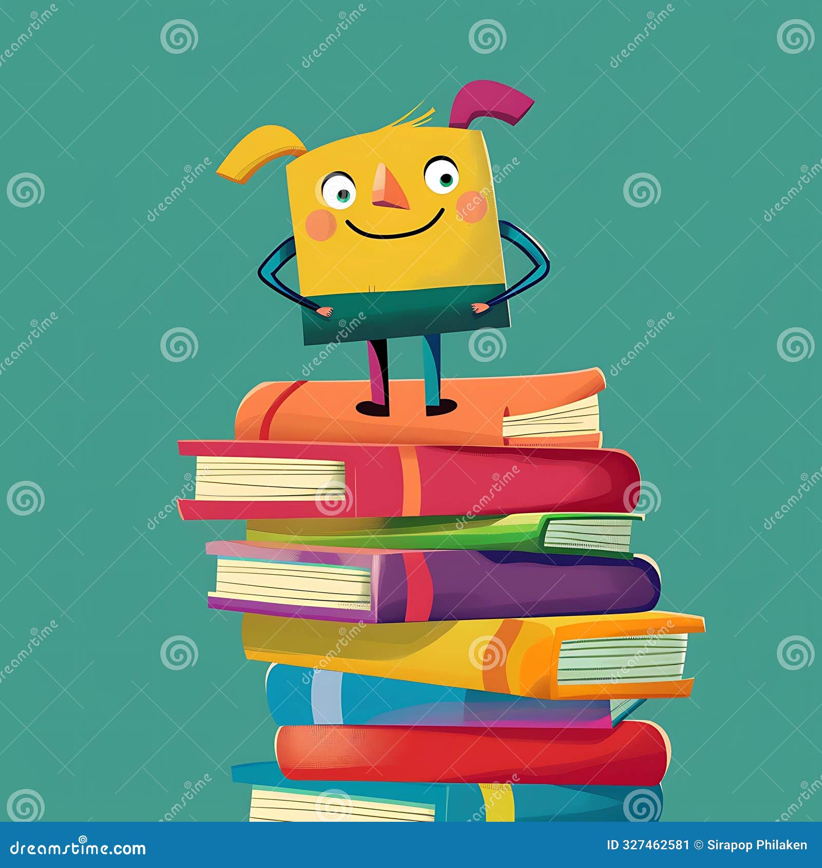 8. a Vector Cartoon of a Smiling Book Character Standing on Top of a ...