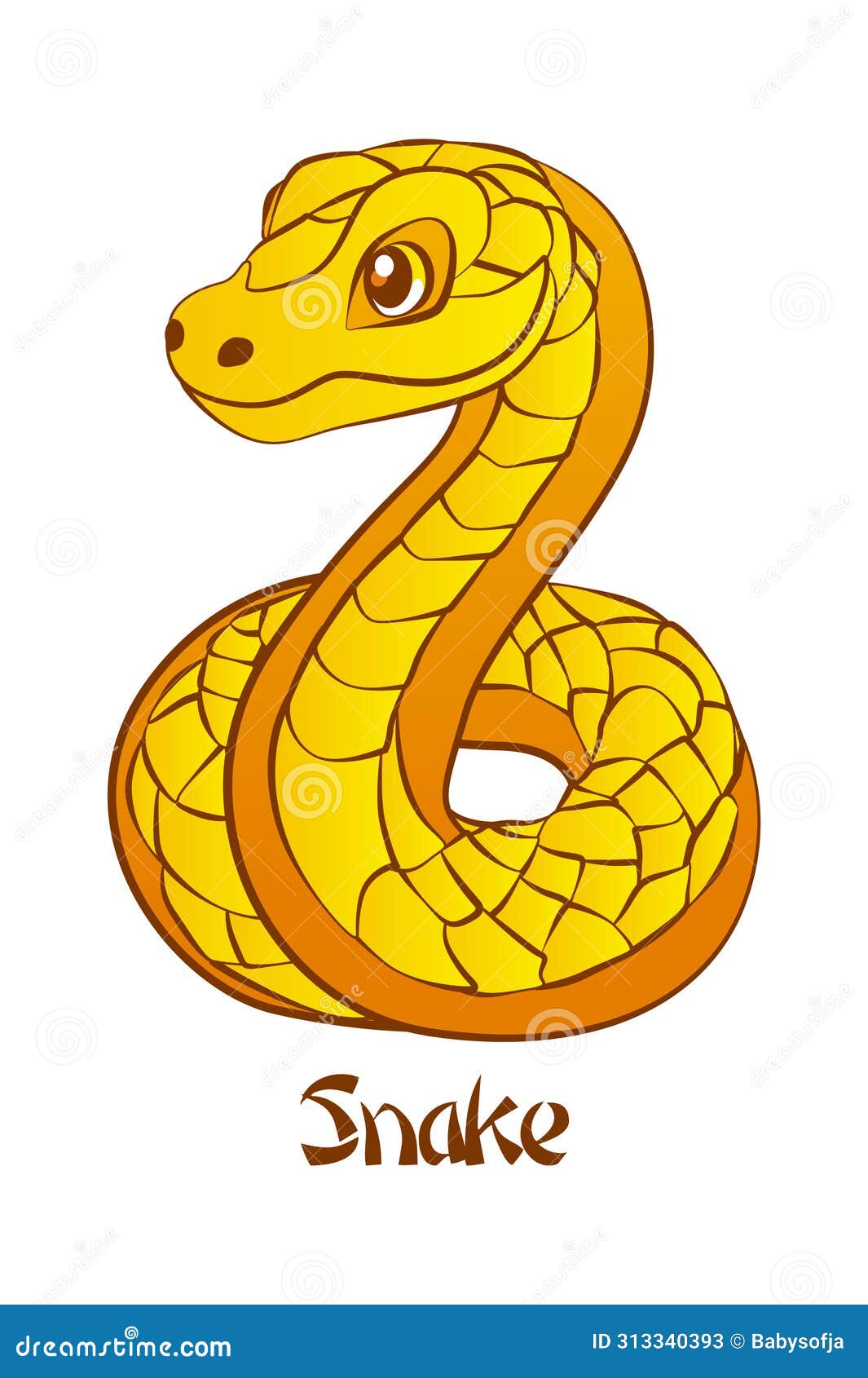Vector Cartoon Snake. Illustration of Yellow Snake Stock Illustration ...