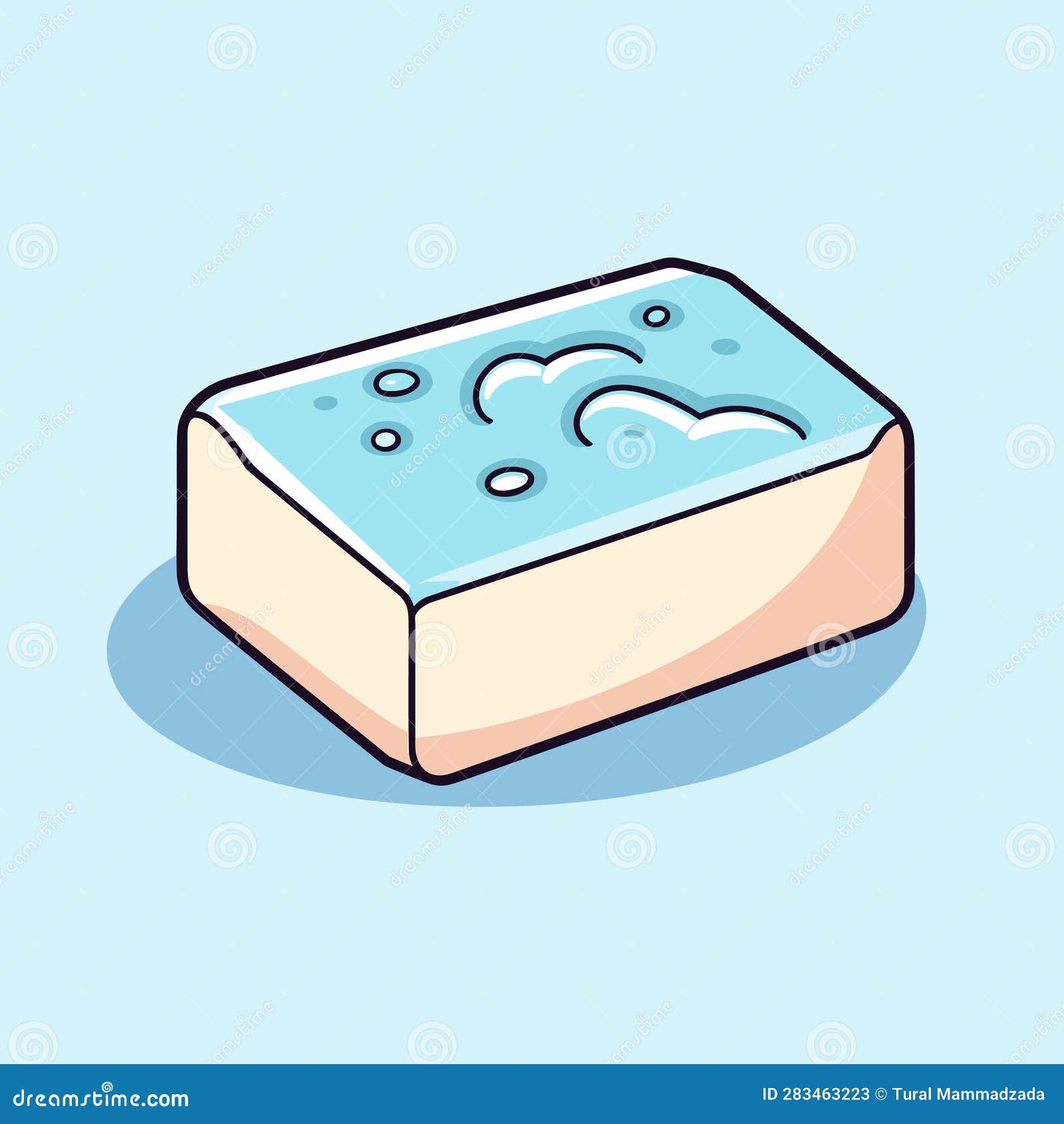 Vector of a Cartoon Soap Bar on a Blue Background - Icon Vecto Stock ...