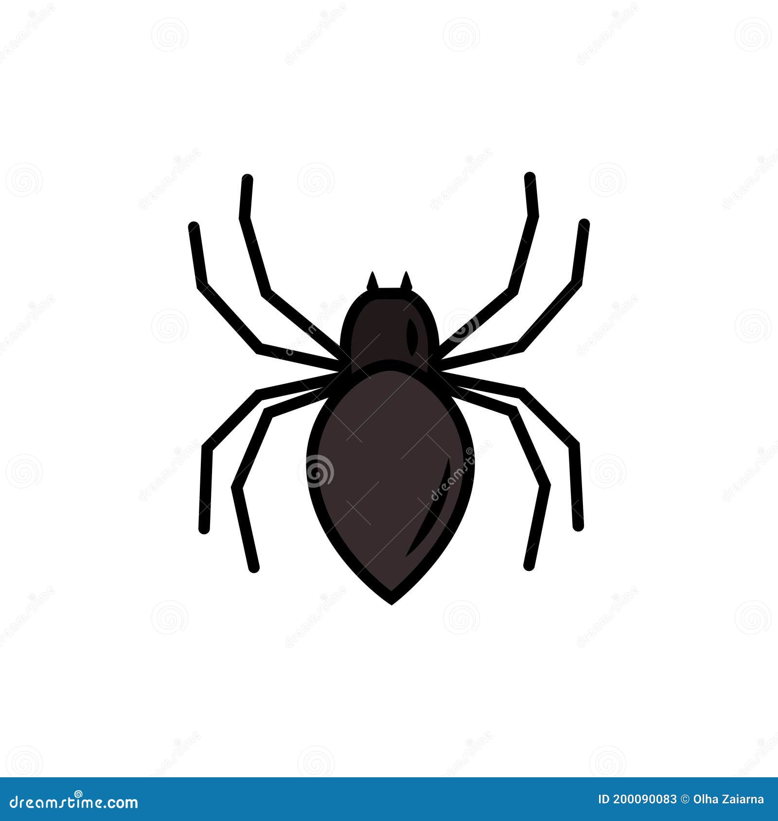 Vector Cartoon Spider Isolated on White Background. Insect with Eight ...