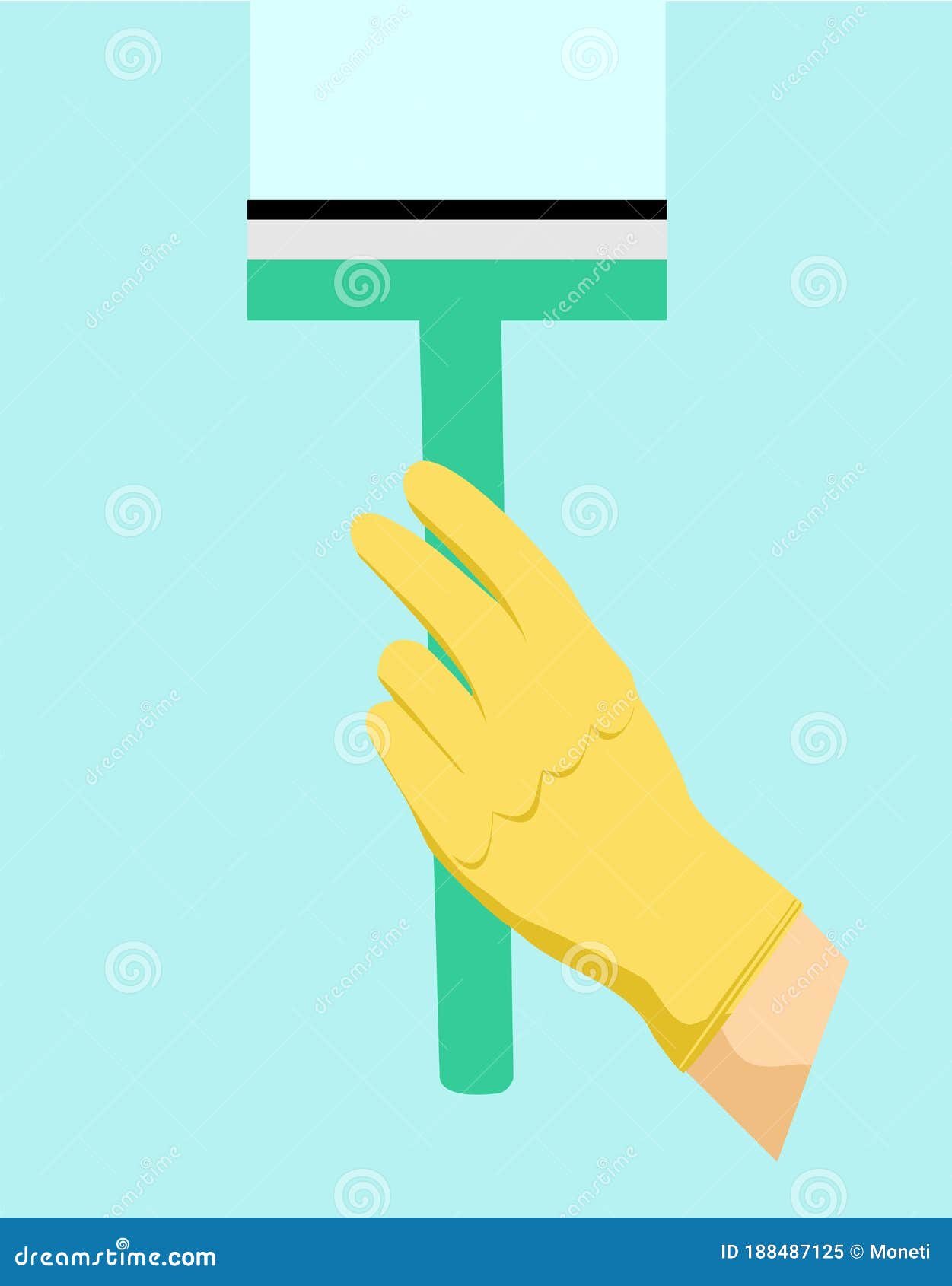 Vector Of Squeegee Scraping On House Shape In Blue Color With Spray ...