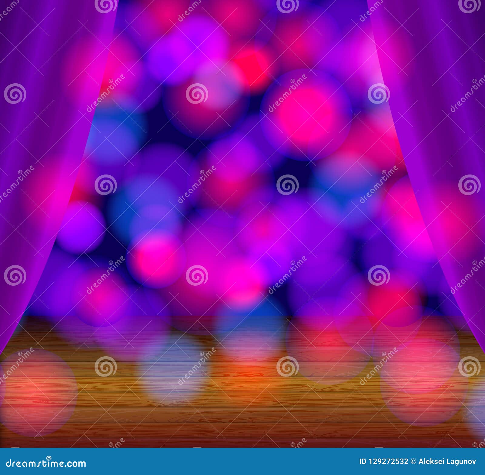 Vector Cartoon Stage Background, Blur Light Spots, Shining Illustration ...