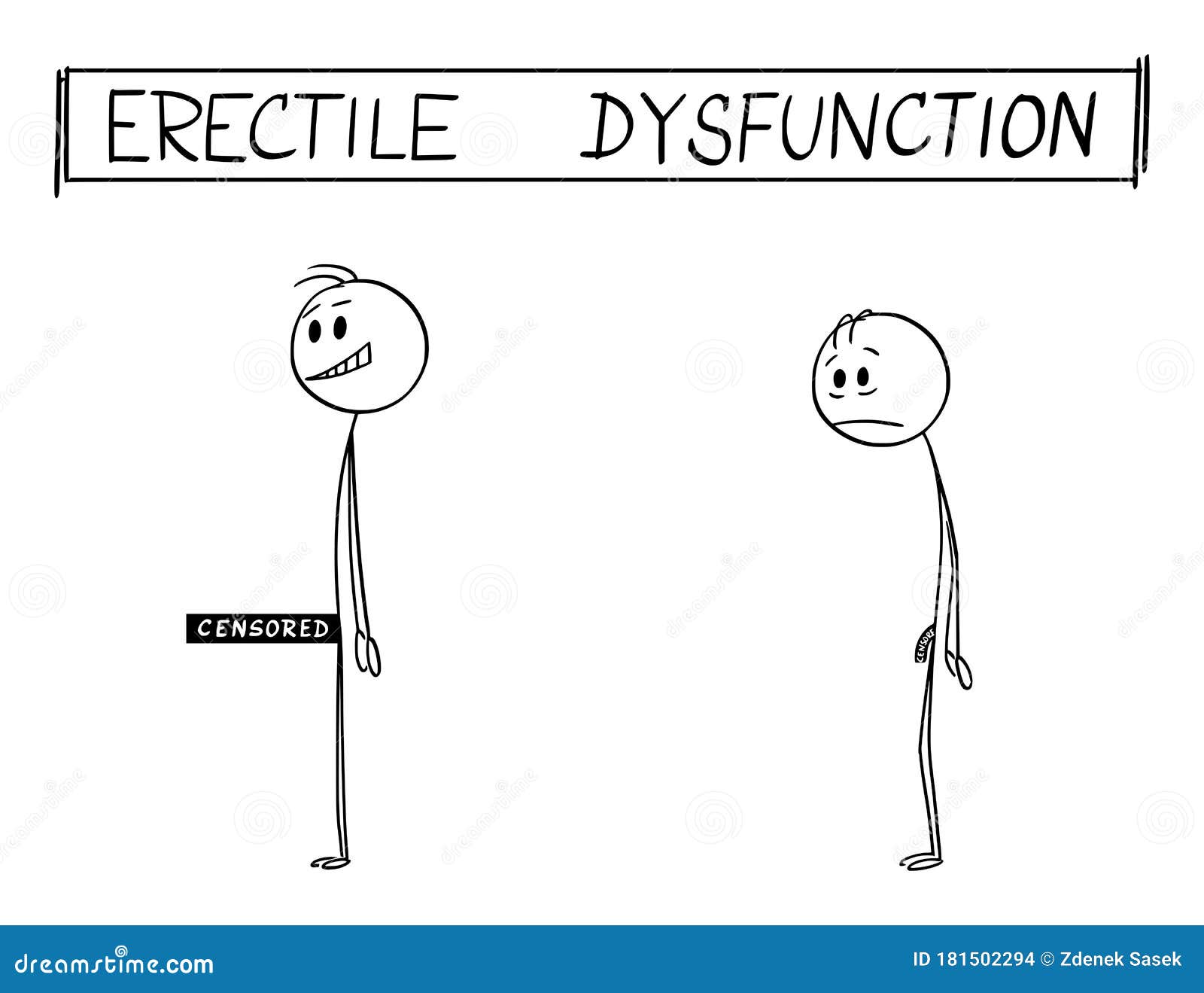 Vector Cartoon Illustration of Man with and without Erectile ...