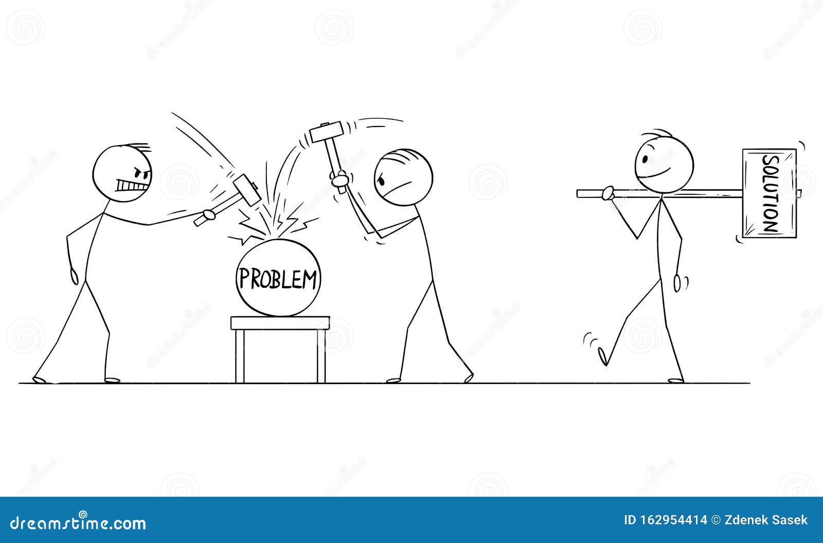 Vector Cartoon Illustration Of Two Men, Workers Or Businessmen Beating ...