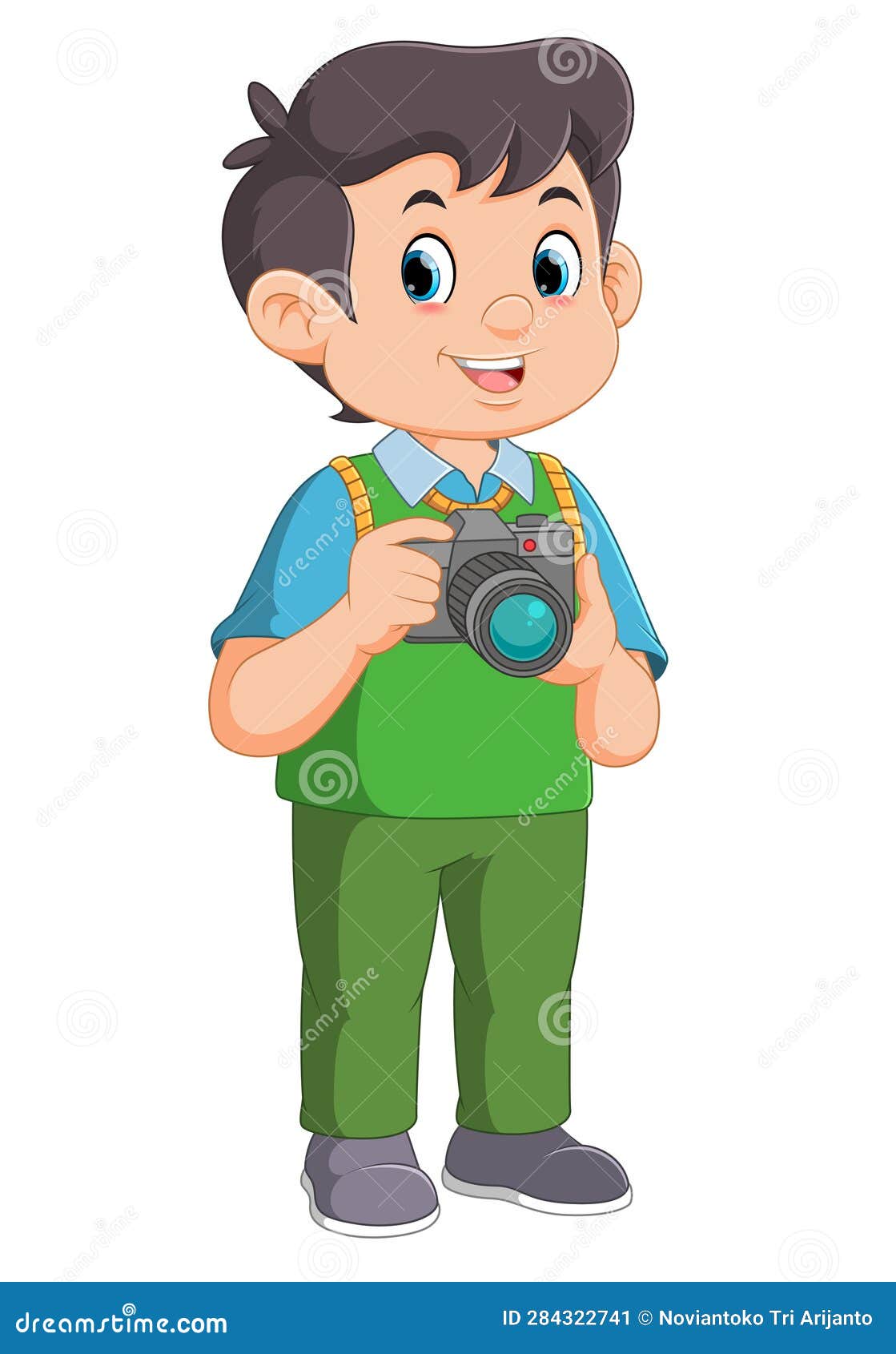 Young Photographer Boy Character With Photo Camera, Exploring ...