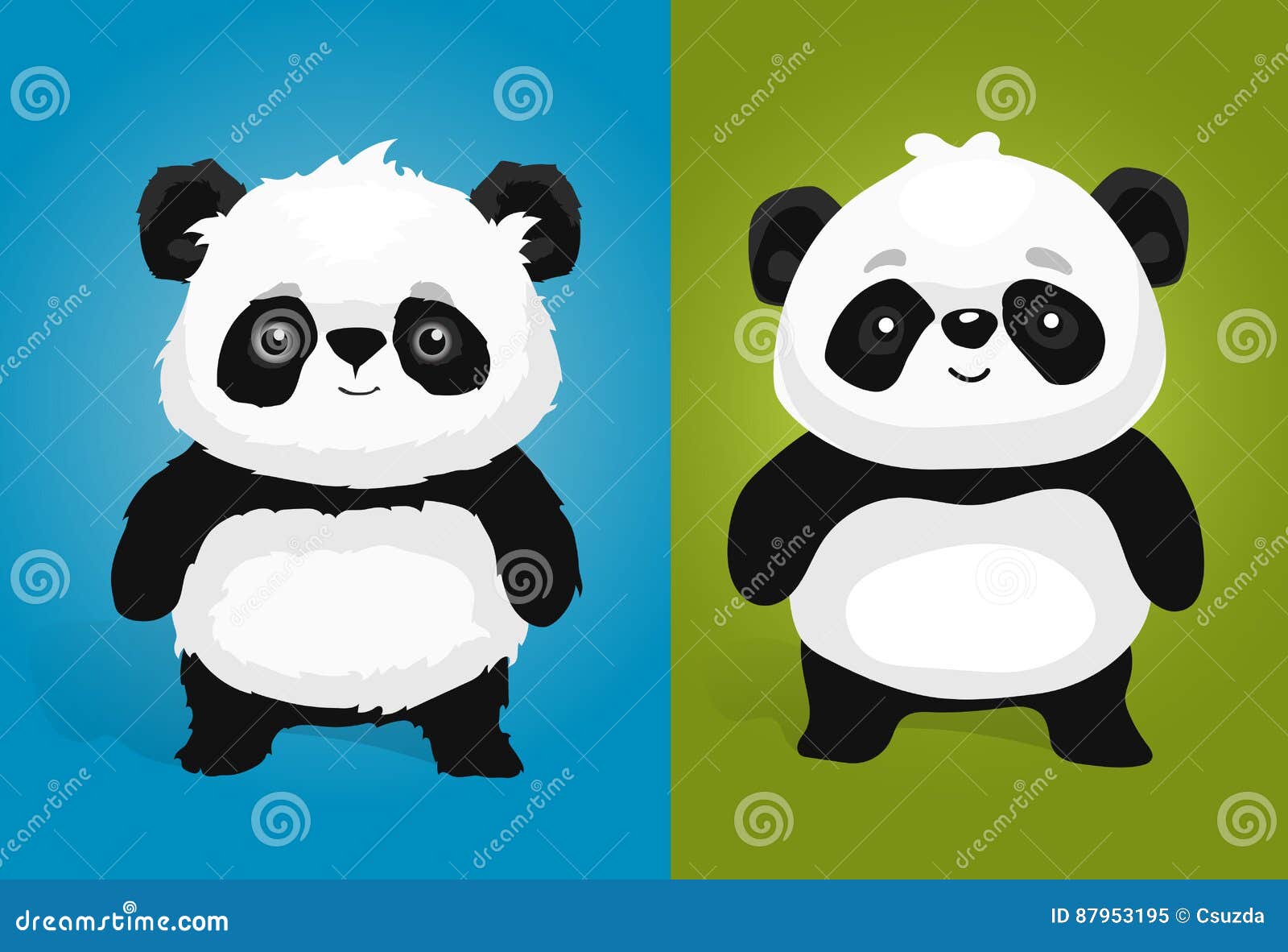 Vector Cartoon Style Cute Panda Set Stock Vector - Illustration of ...