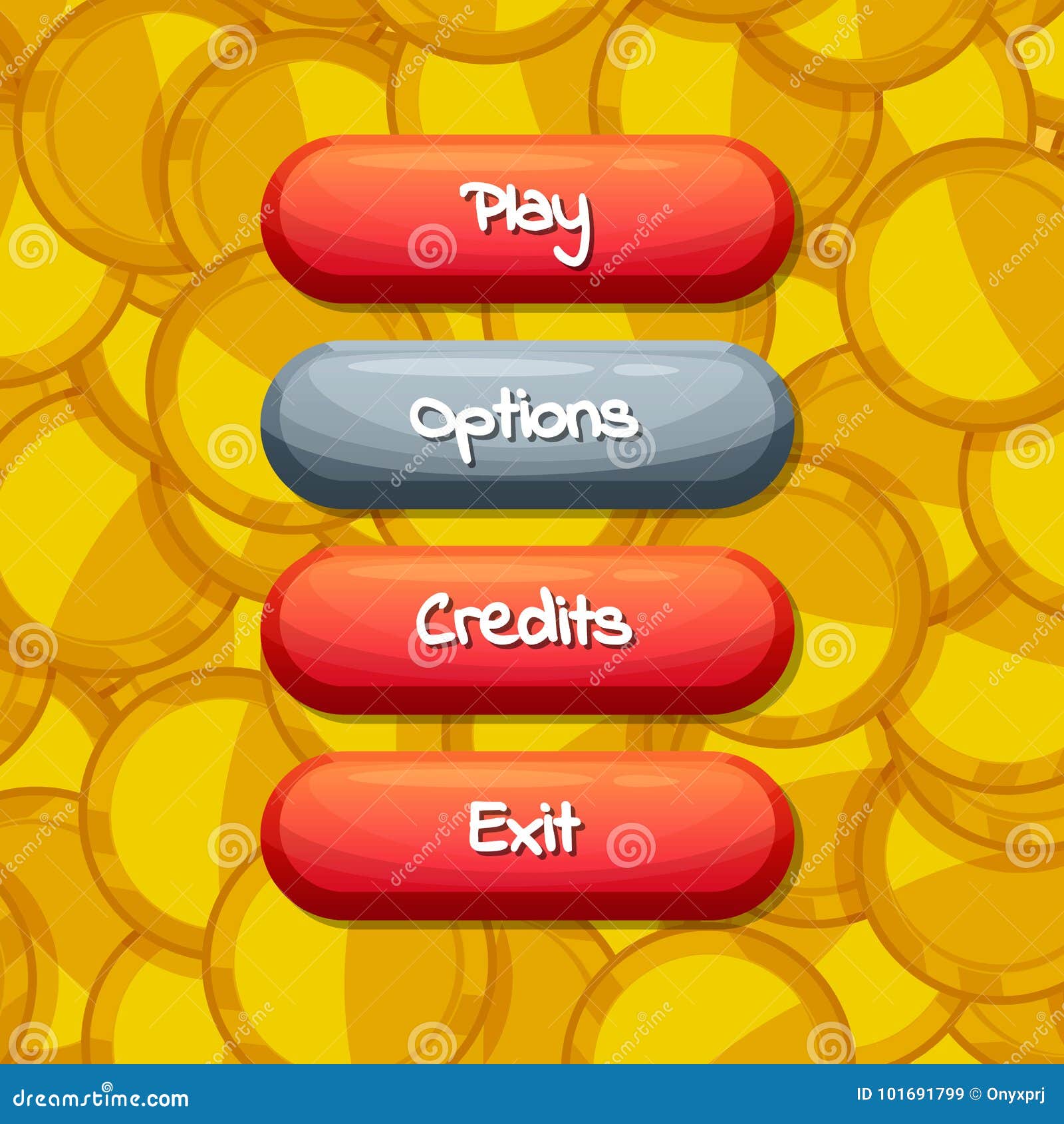 Vector Cartoon Style Enabled and Disabled Buttons for Game Design Stock ...