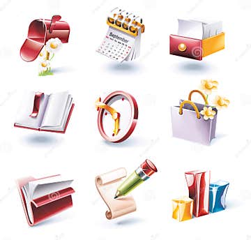 Vector Cartoon Style Icon Set. Part 1 Stock Vector - Illustration of ...