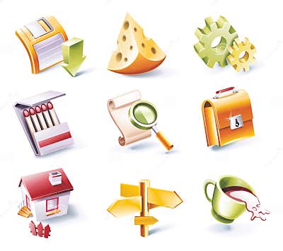 Vector Cartoon Style Icon Set. Part 2 Stock Vector - Illustration of ...