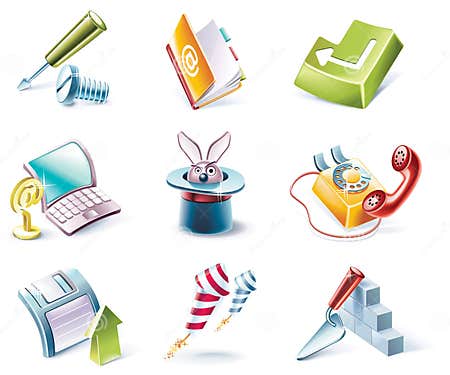 Vector Cartoon Style Icon Set. Part 4 Stock Vector - Illustration of ...